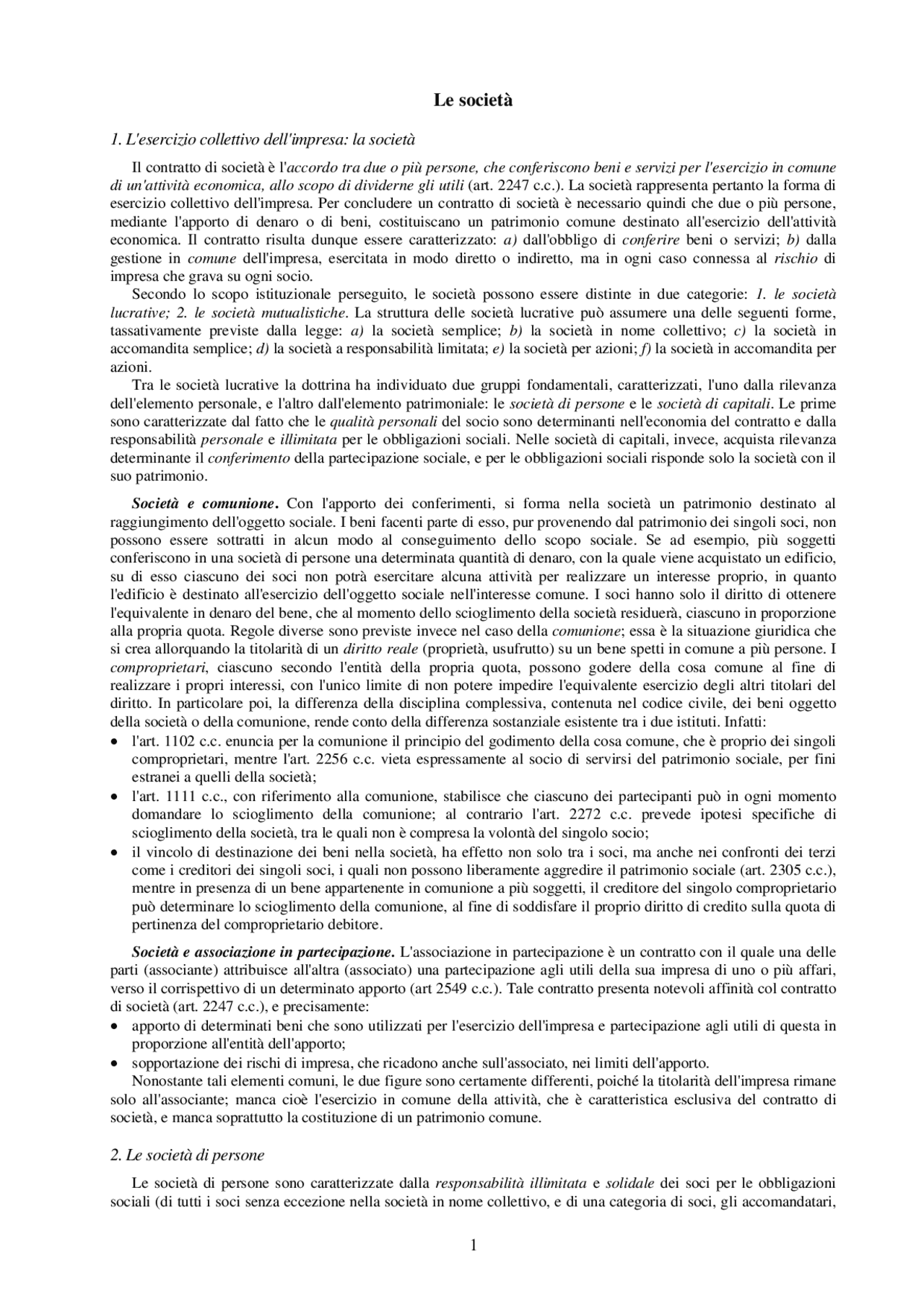 I Tipi Di Società E Le Loro Differenze Docsity