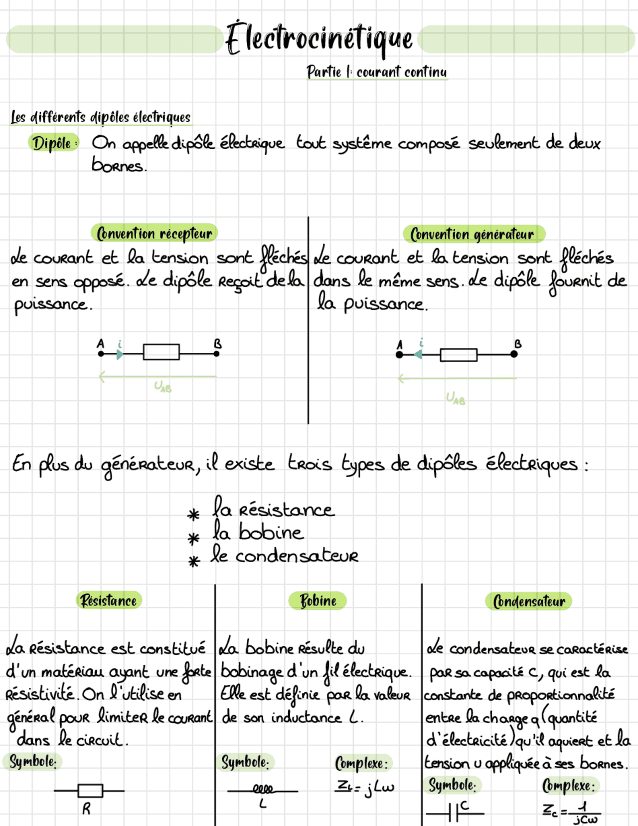 Électrocinétique Partie 1 Courant Continu Docsity