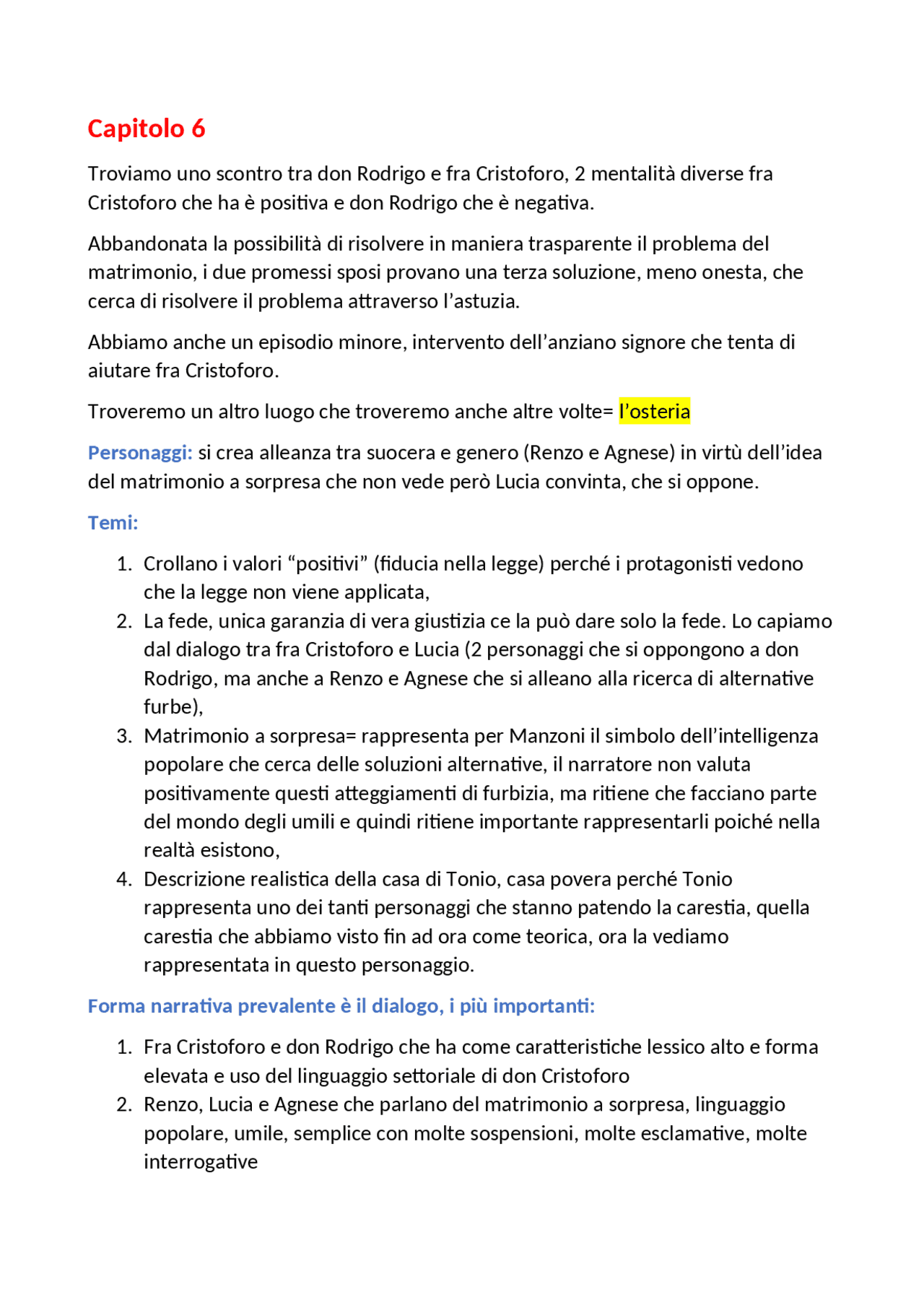 Riassunto Capitolo 6 Dei Promessi Sposi Docsity