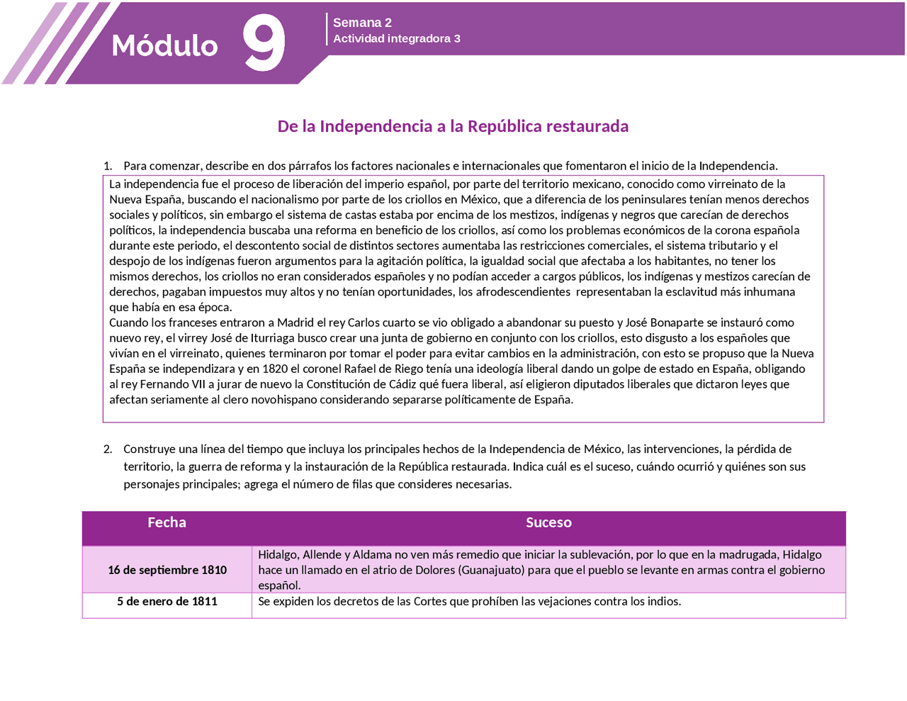 México prehispánico modulo 9 actividad integradora 3 - Docsity