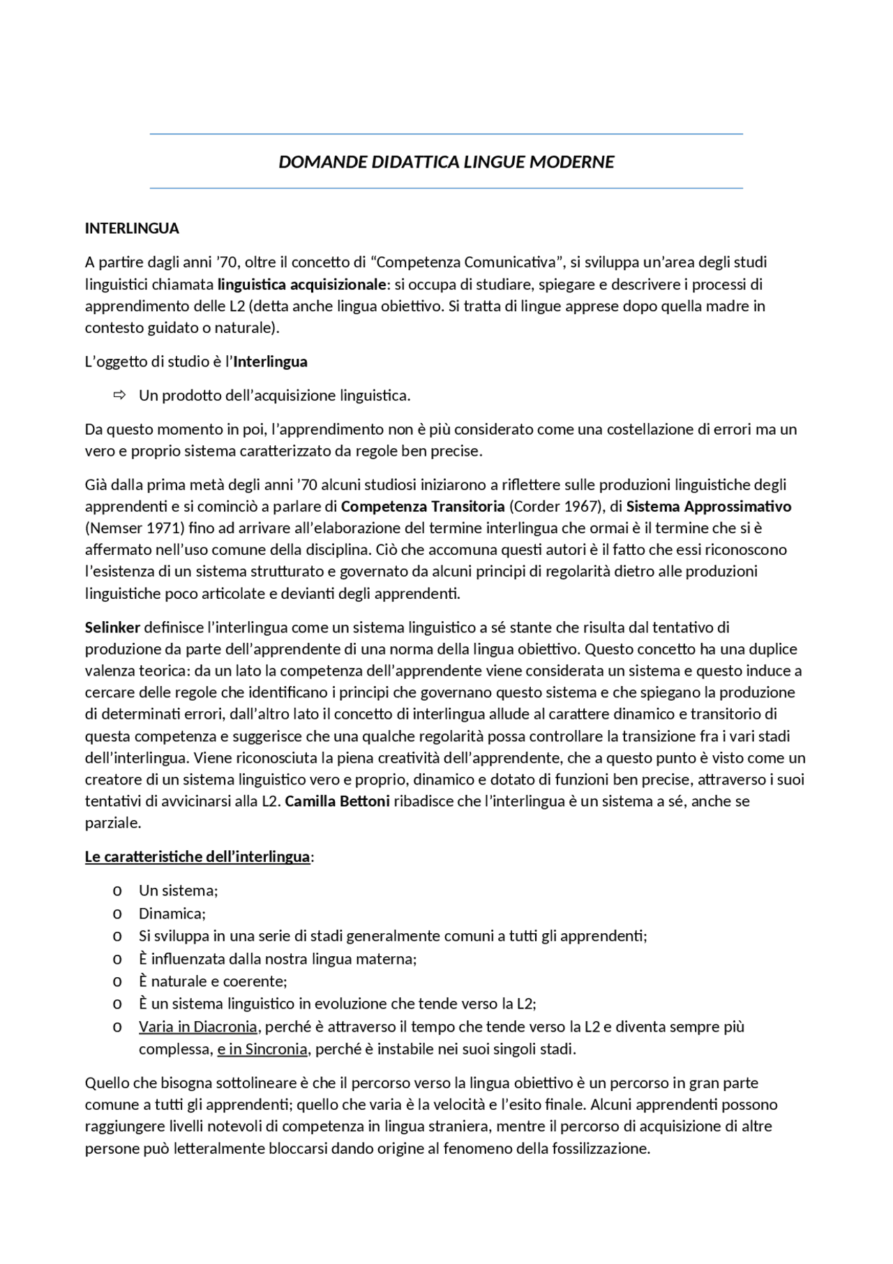 Domande Frequenti Didattica Delle Lingue Moderne Sotgiu Docsity