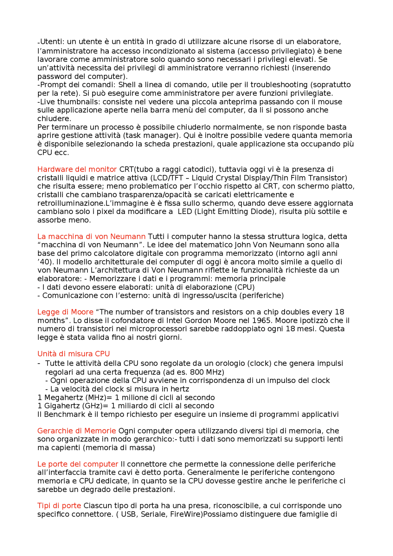 Fondamenti Di Informatica Docsity