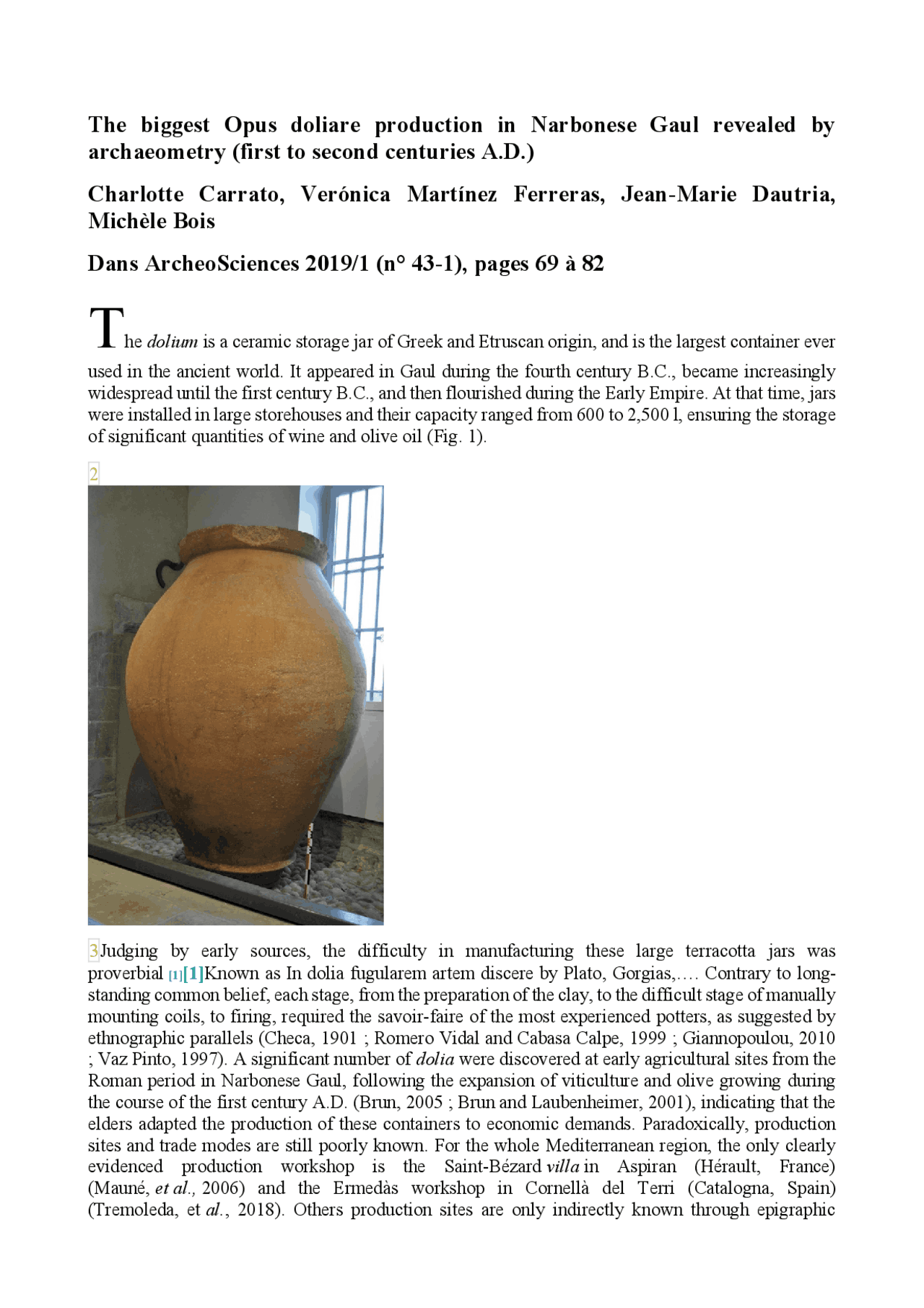 The biggest opus doliare production in Narbonese Gaul revealed by ...