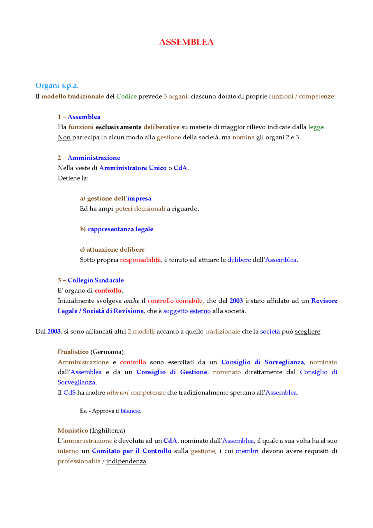 Riassunto Assemblea Spa Diritto Commerciale Vol 2 Gian Franco