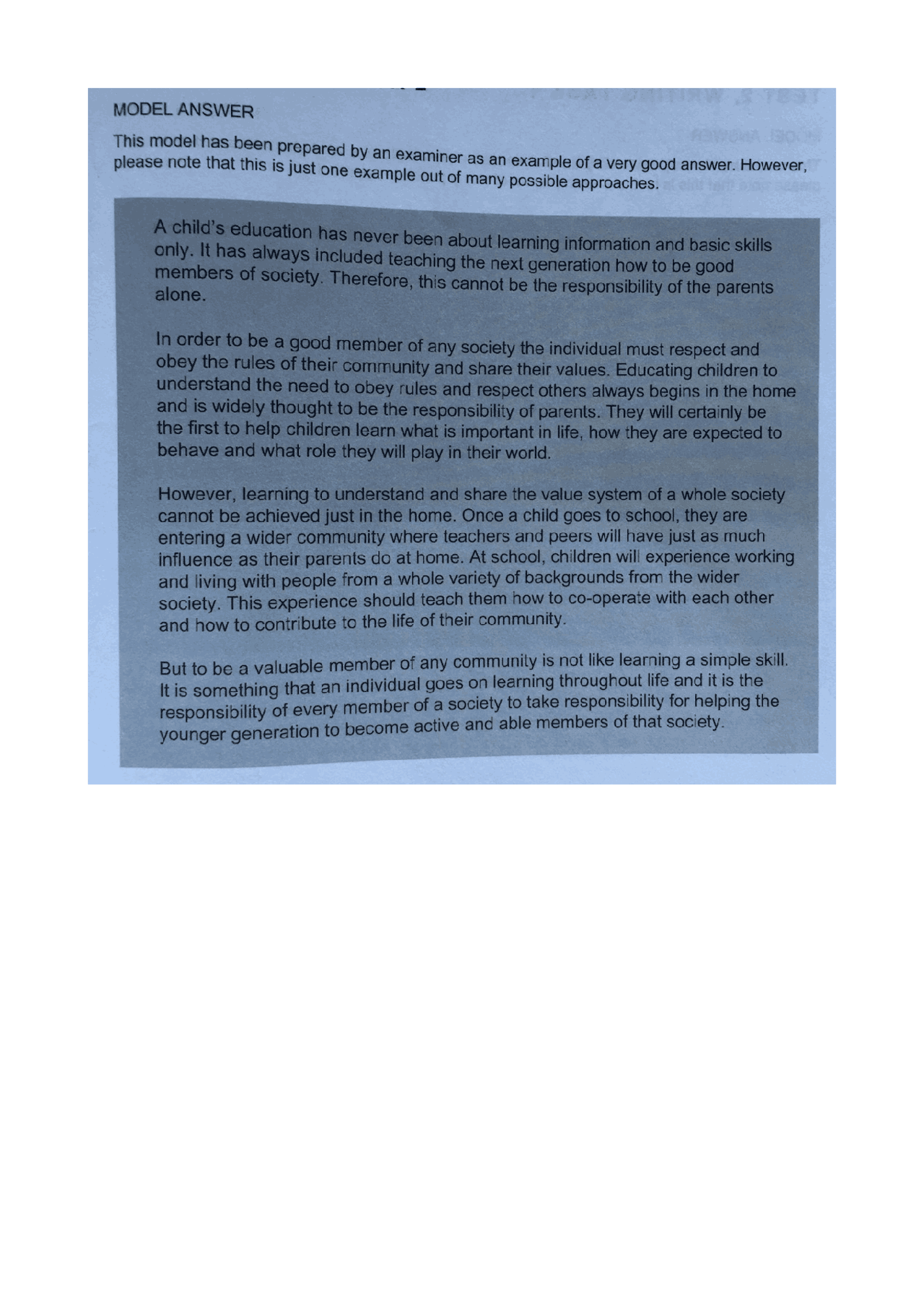 WRITING TASK 2 FOR IELTS SIMPLE ANSWER - Docsity