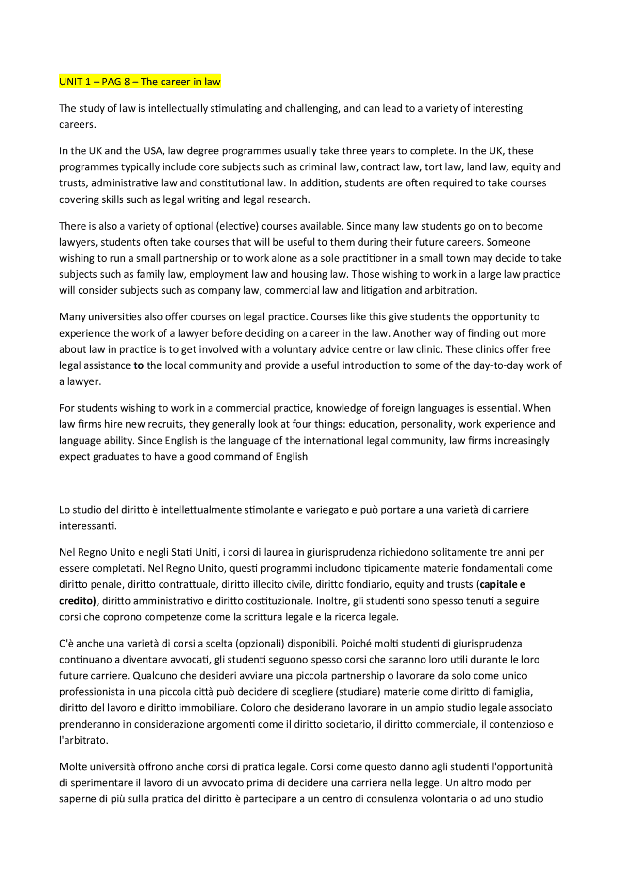 Esame Inglese Per Scienze Politiche Docsity