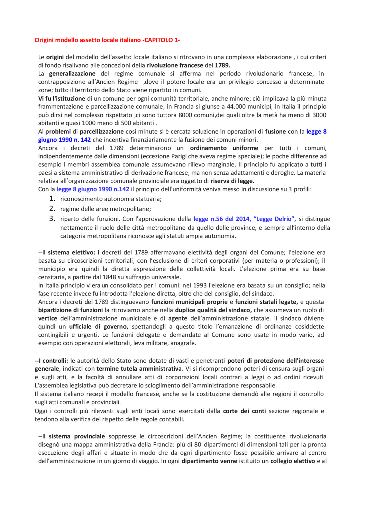 Sintesi Di Il Sistema Delle Autonomie Locali Vandelli 2018 Docsity