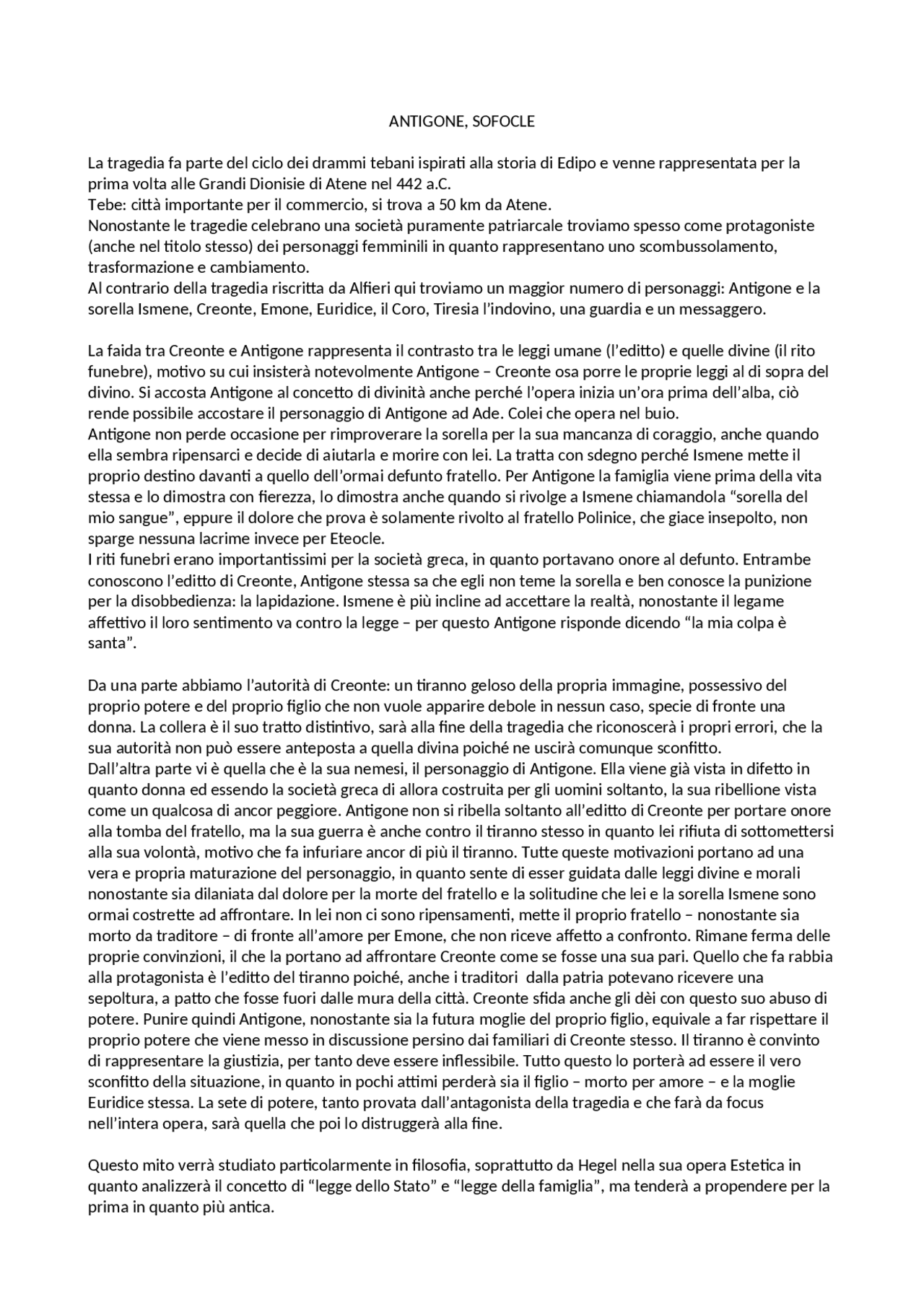 Lantigone Di Sofocle Docsity