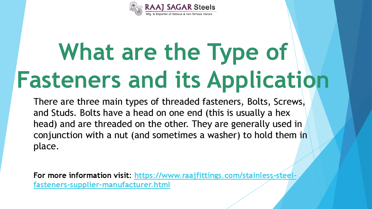 What Are The Type Of Fasteners And Its Application Docsity