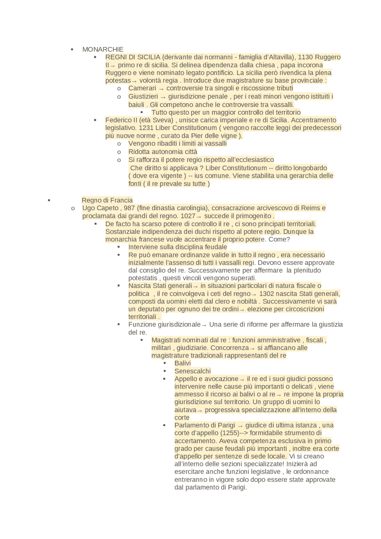 Schema Riassuntivo Storia Del Diritto Medievale I Parte Docsity