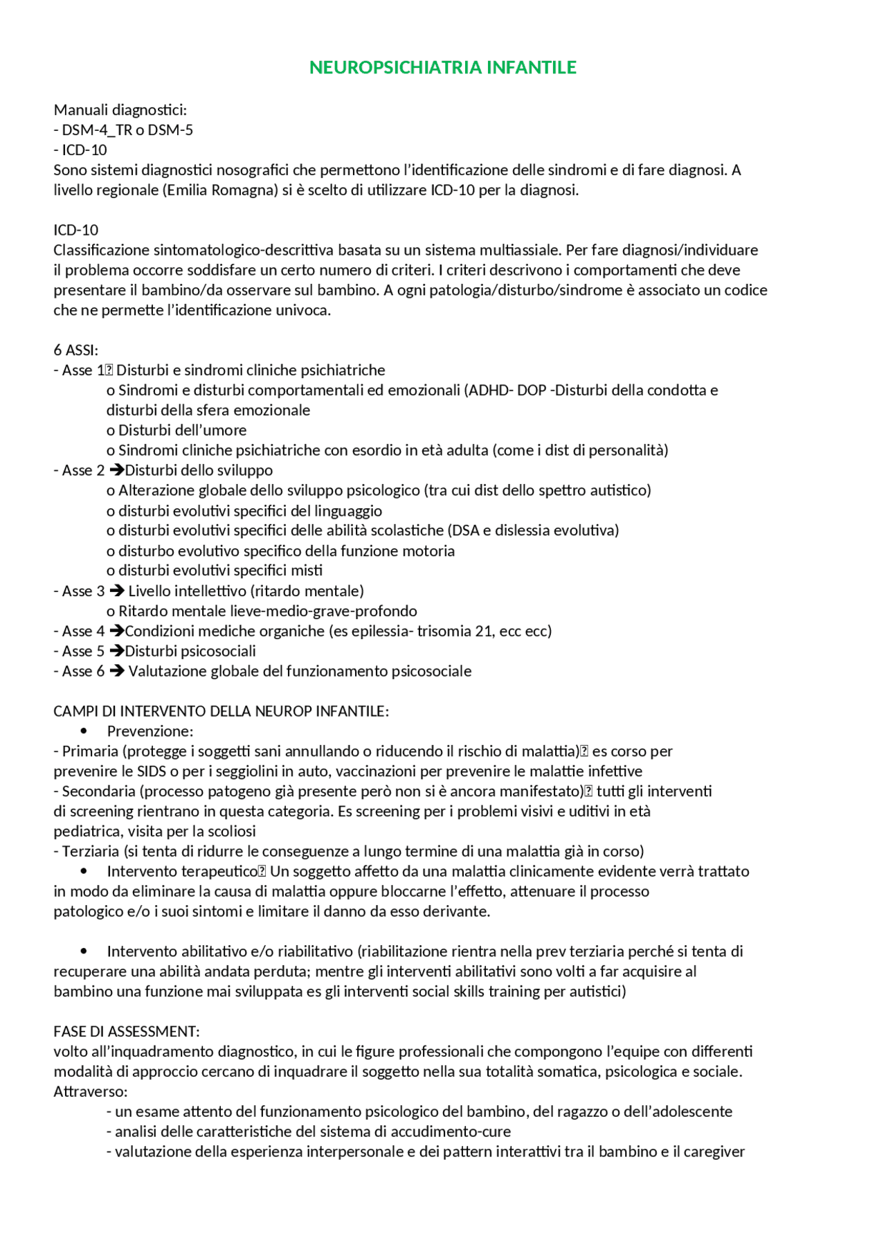 Neuropsichiatria Scienze E Tecniche Psicologiche Docsity