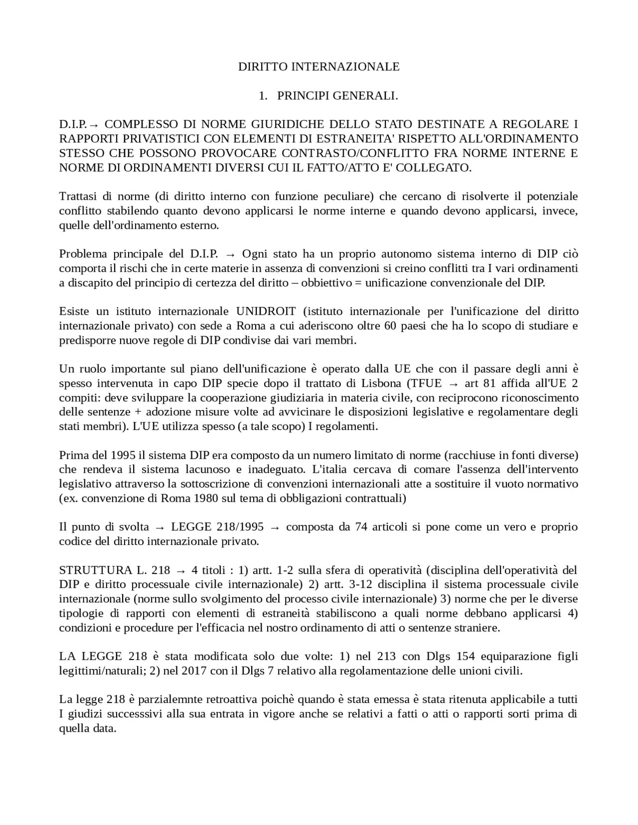 Diritto Internazionale Privato Docsity