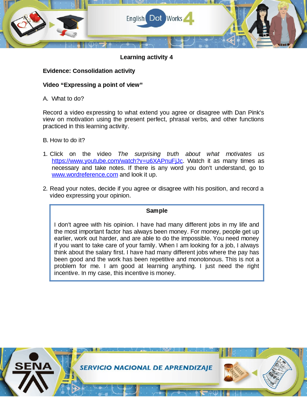 Trabajos del sena, de ingles de cursos complementarios - Docsity