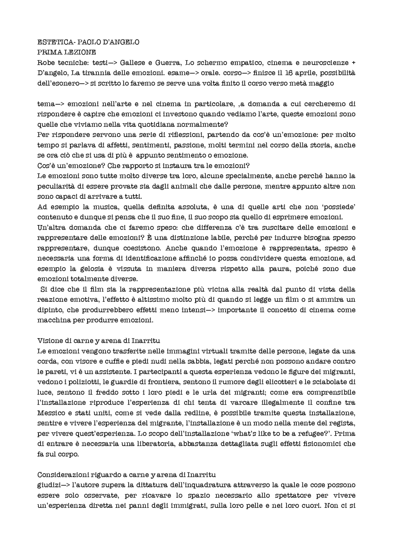 Riassunto Lezioni Estetica Notes De Estétique Docsity