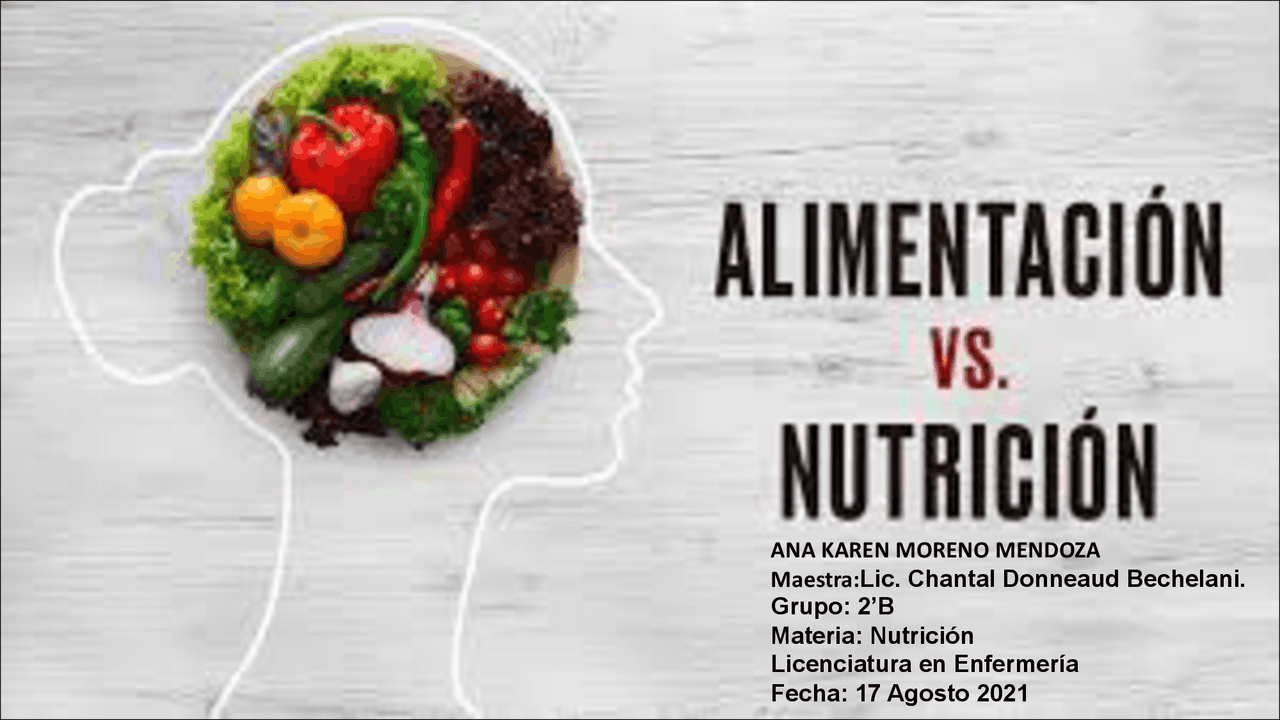 Nutrición Una Buena Alimentación Docsity