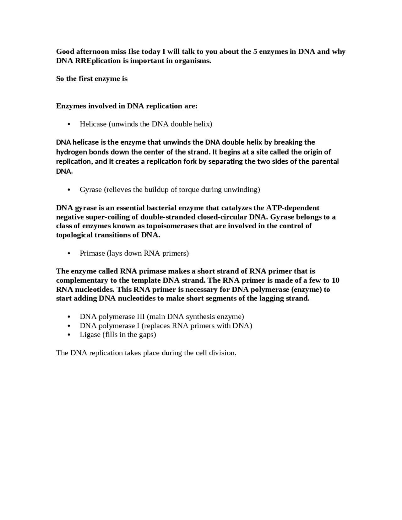 Biology DNA replication - Docsity