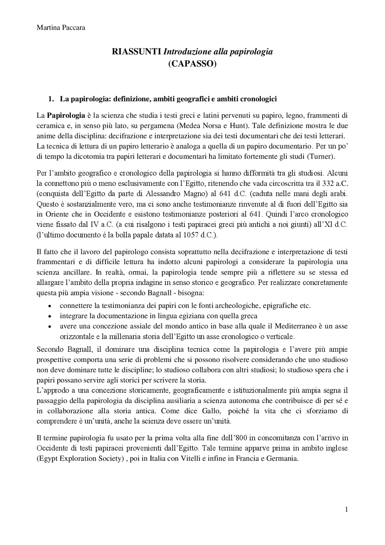Riassunti Introduzione Alla Papirologia Capasso Docsity