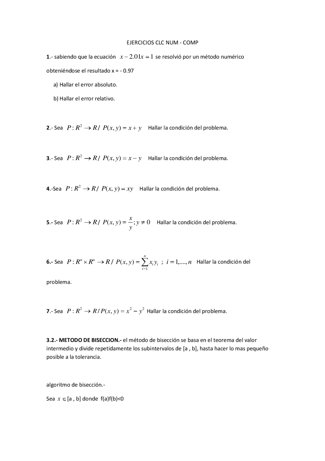 Ejercicios De Cálculo Numérico Matlab Docsity