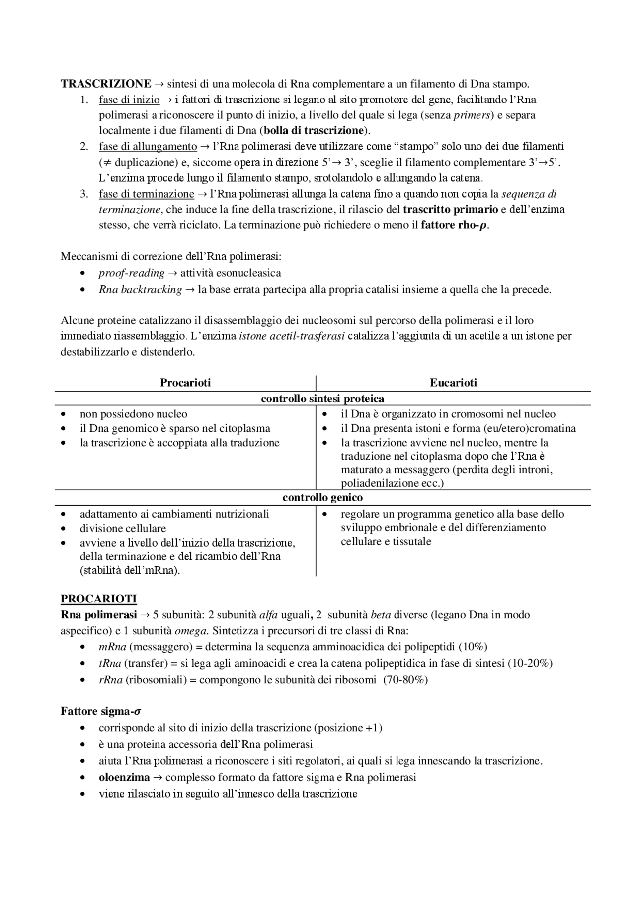 Trascrizione Del Dna Docsity