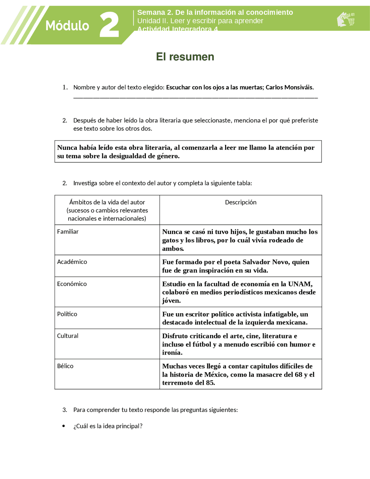 Es la Actividad integradora 4 de Prepa en Línea SEP | Esquemas y mapas ...