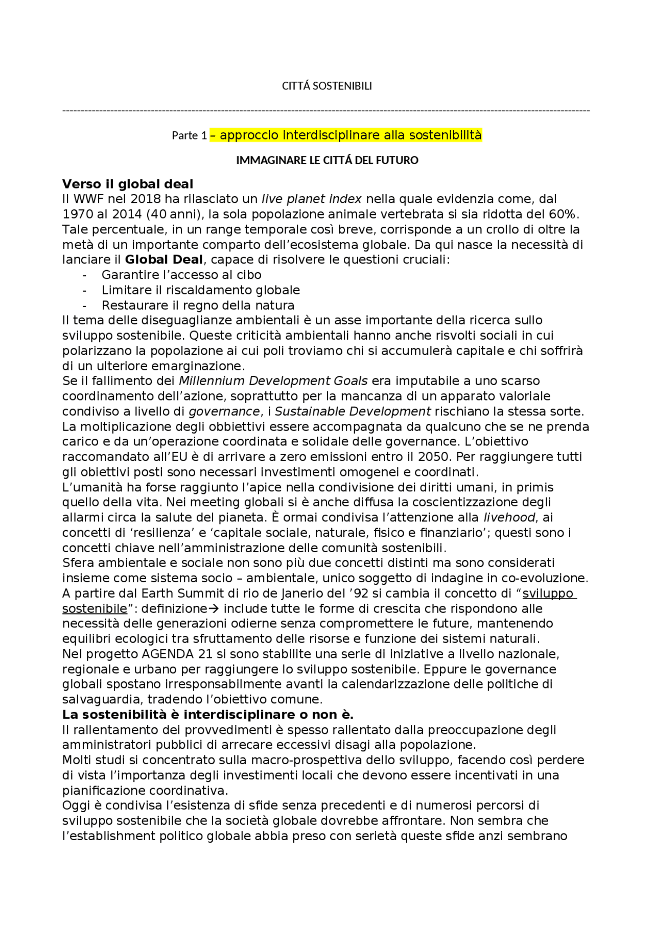 Città Sostenibili Saggi Generali Docsity