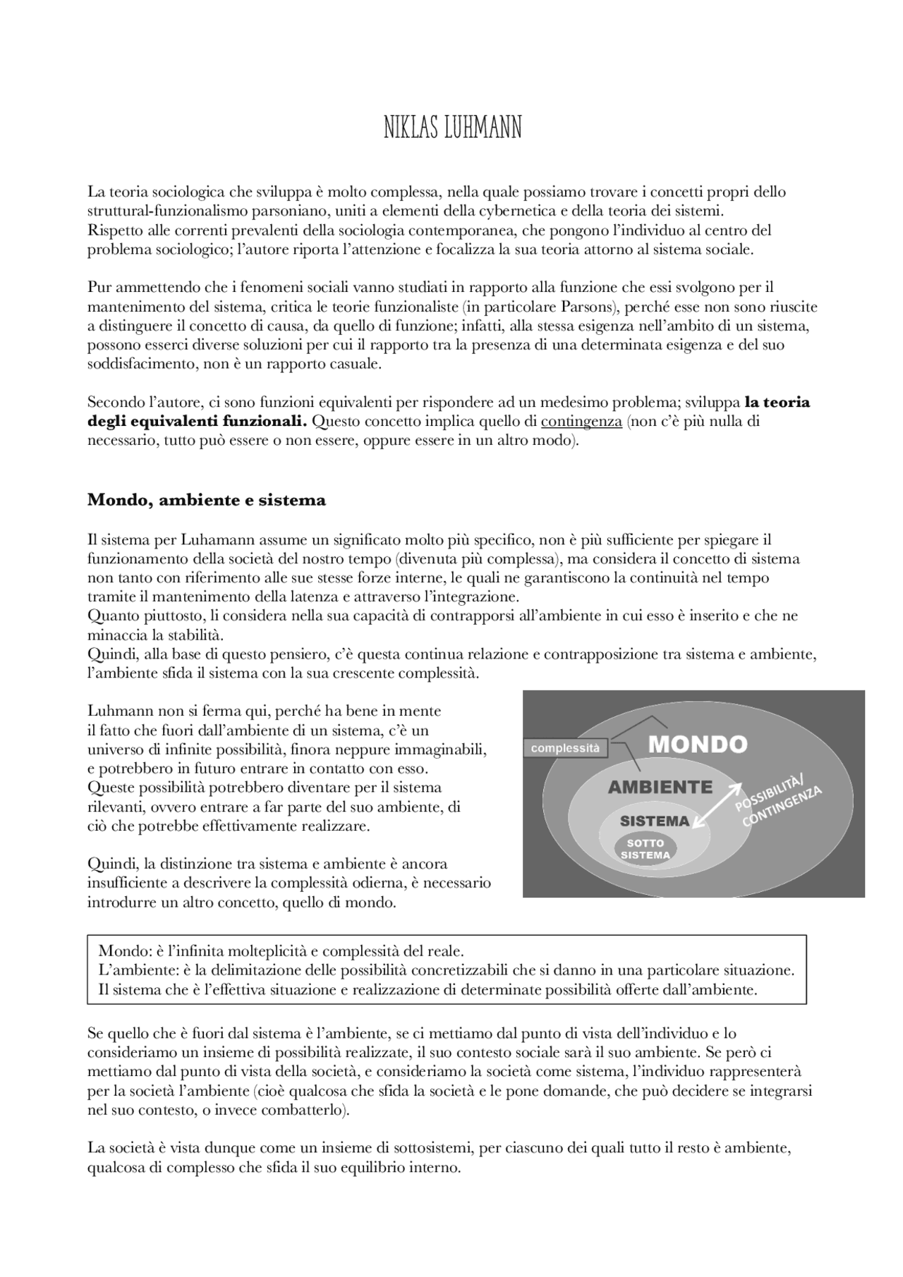 Niklas Luhmann E La Complessità Docsity