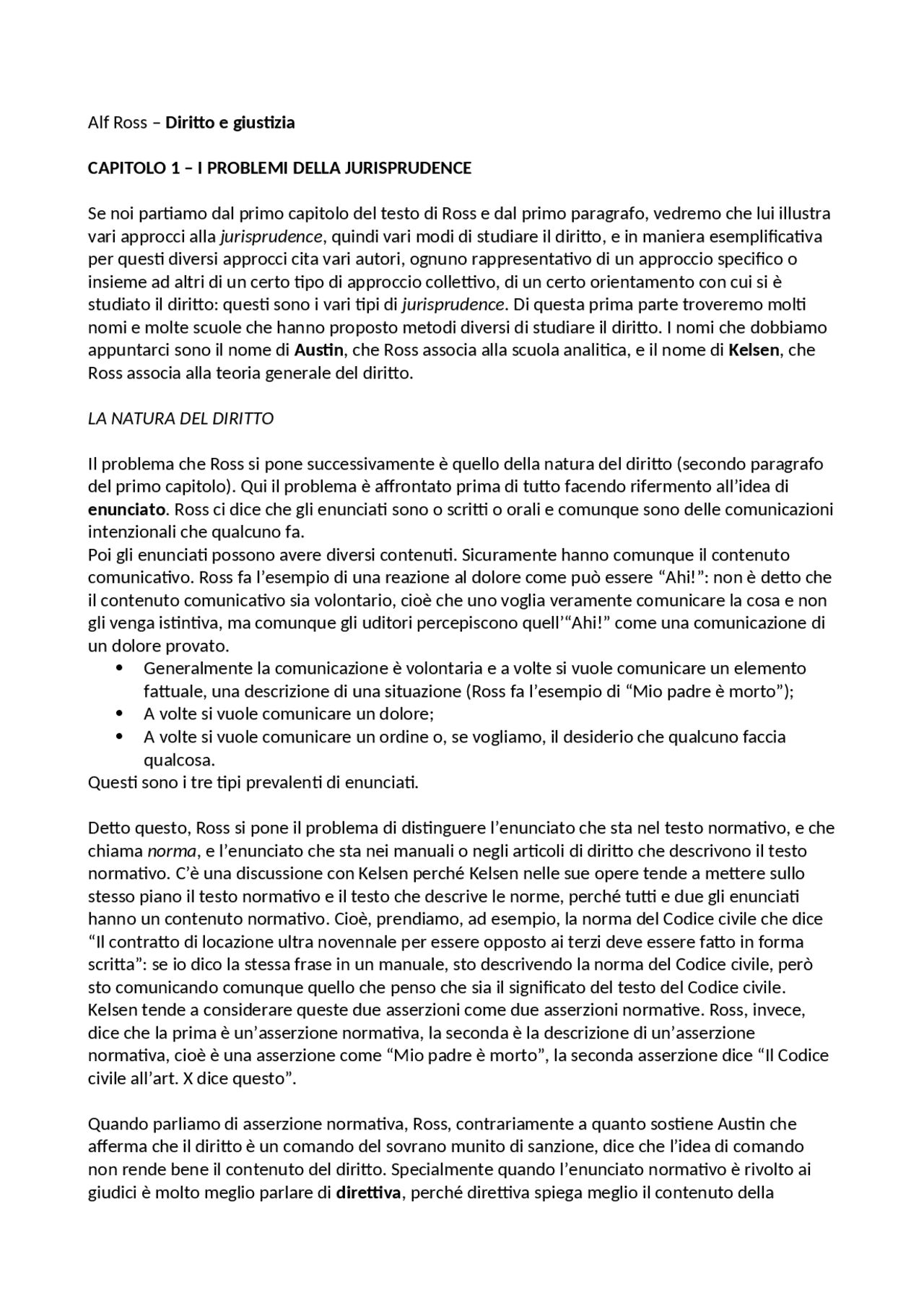 Appunti Diritto E Giustizia A Ross Cap 1 Docsity