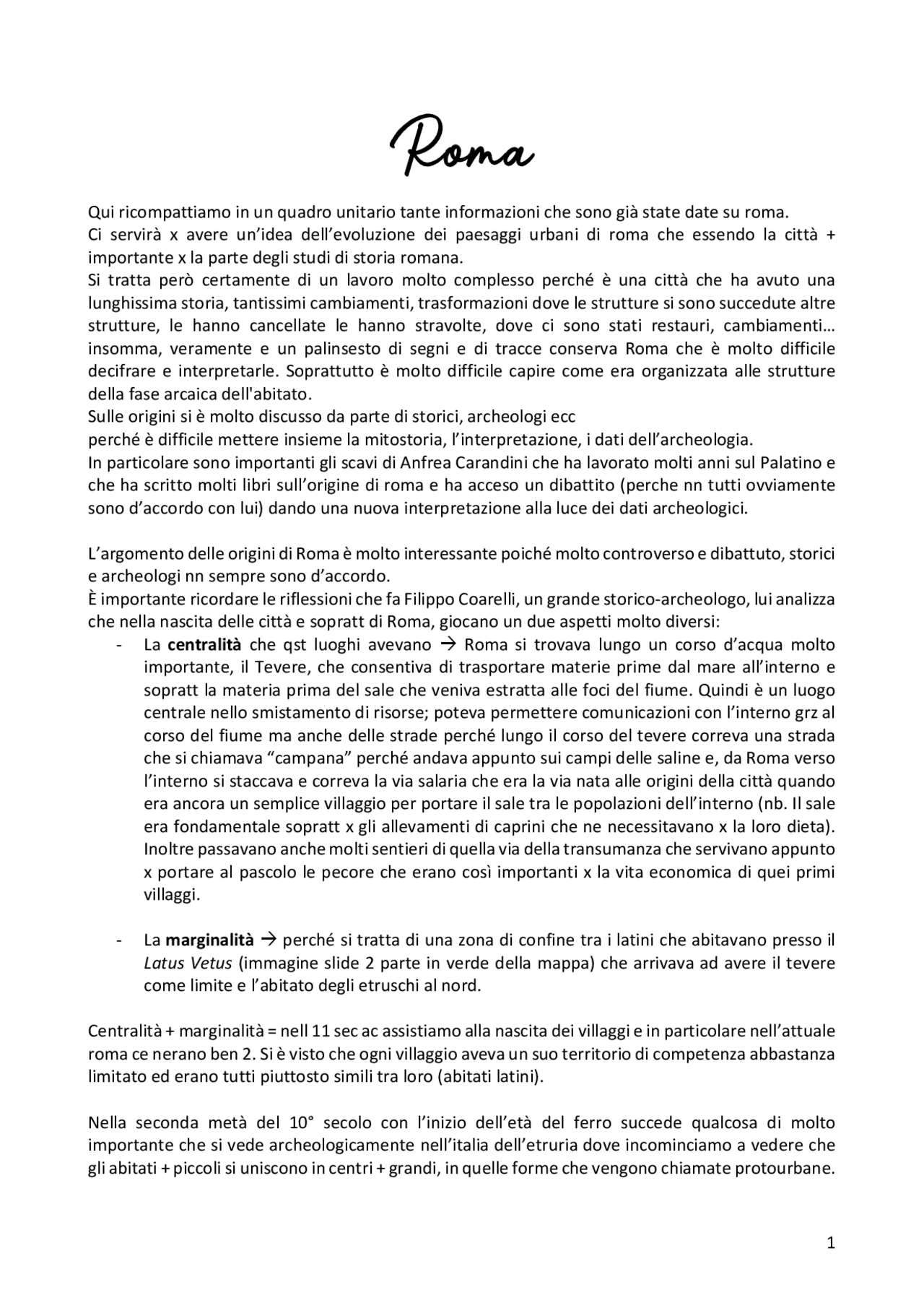 Lezione Sulla Città Di Roma Appunti Di Storia Romana Docsity