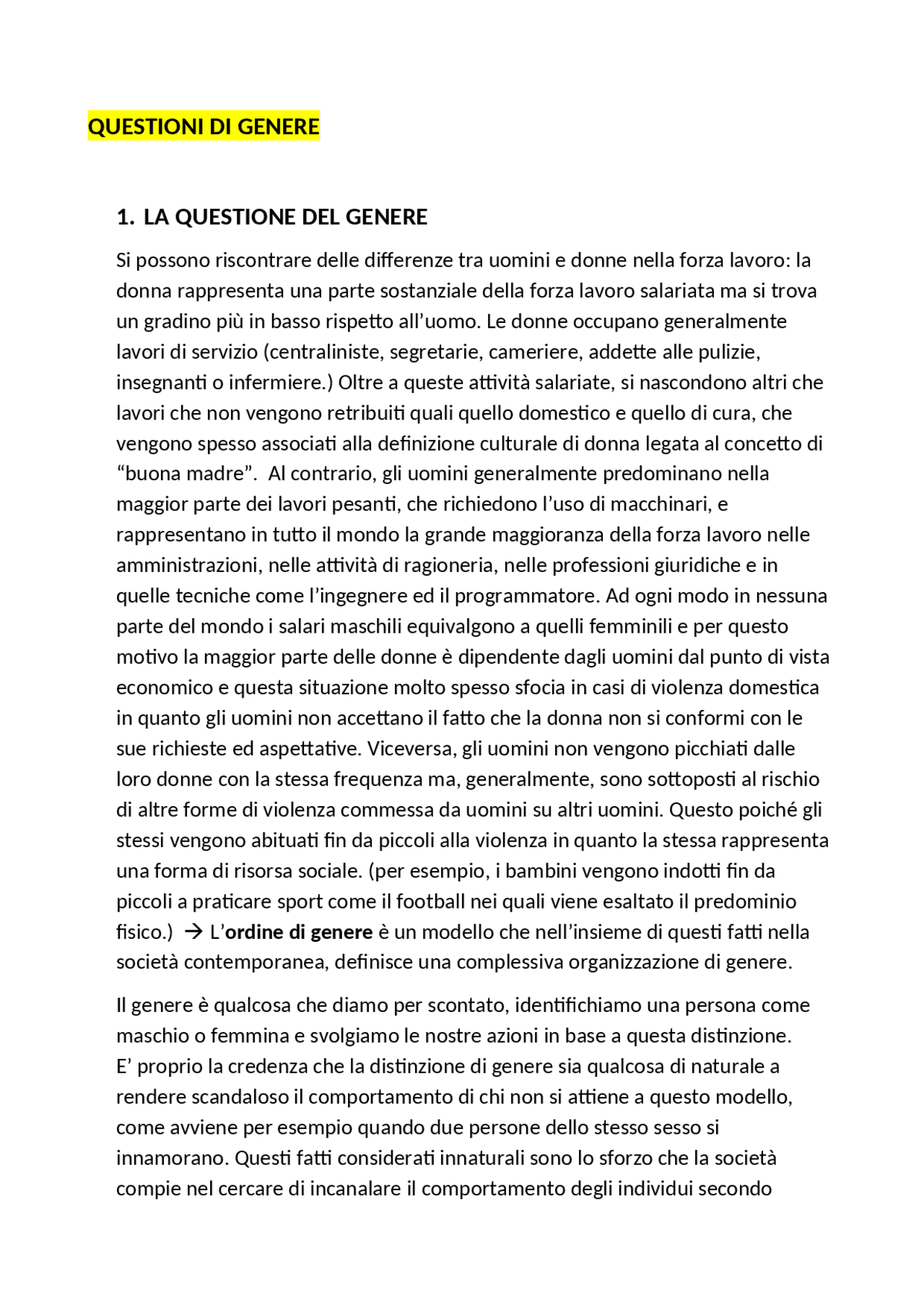 Sintesi Libro Questioni Di Genere Docsity