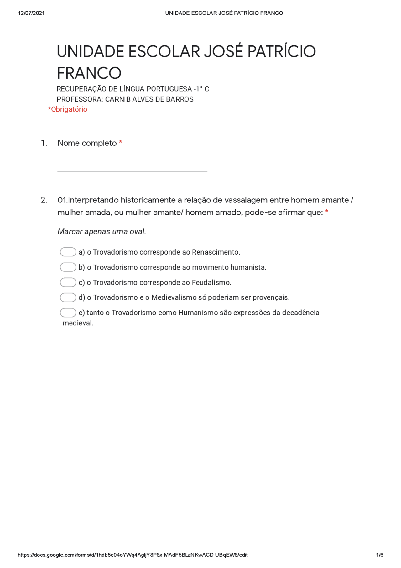 Revisão Língua Portuguesa Do Ensino Médio Docsity