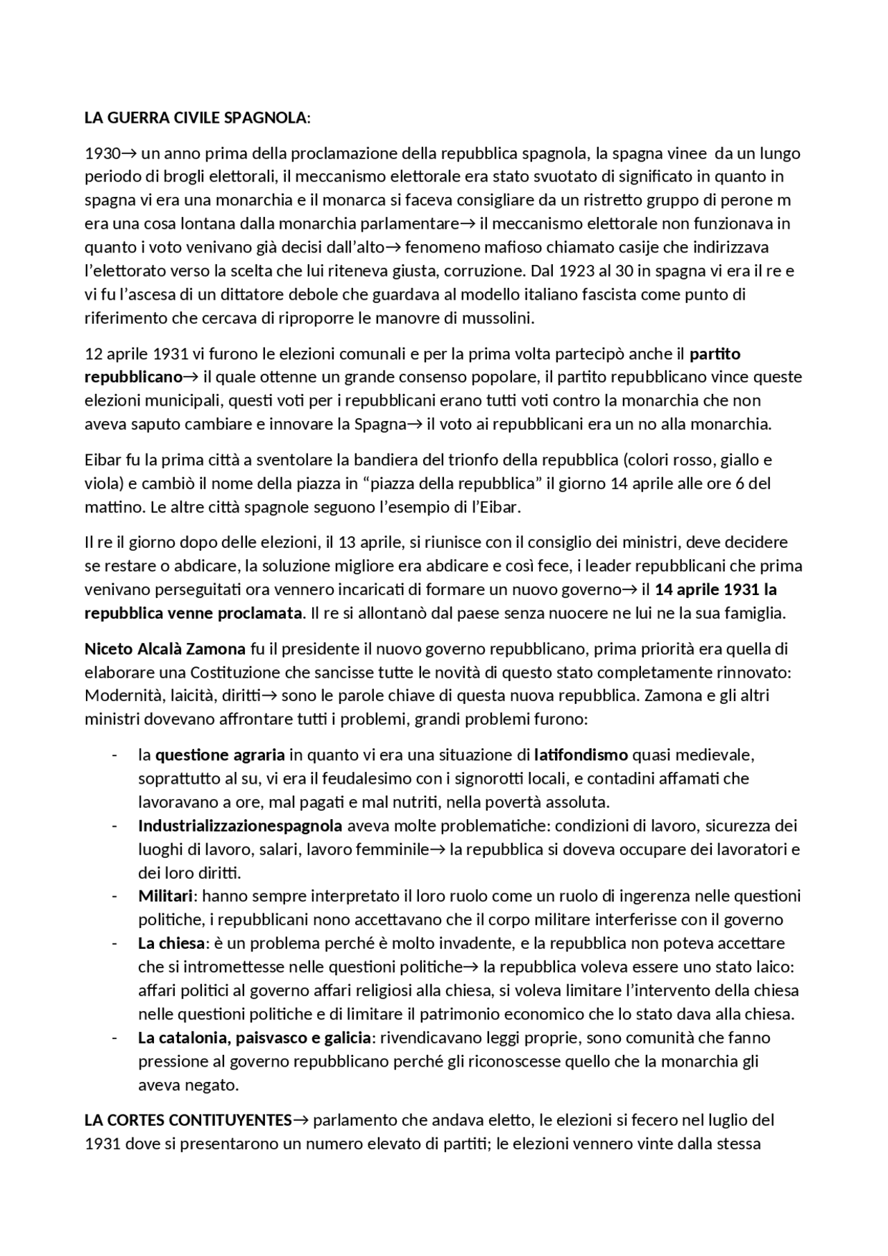 Guerra Civile Spagnola Docsity