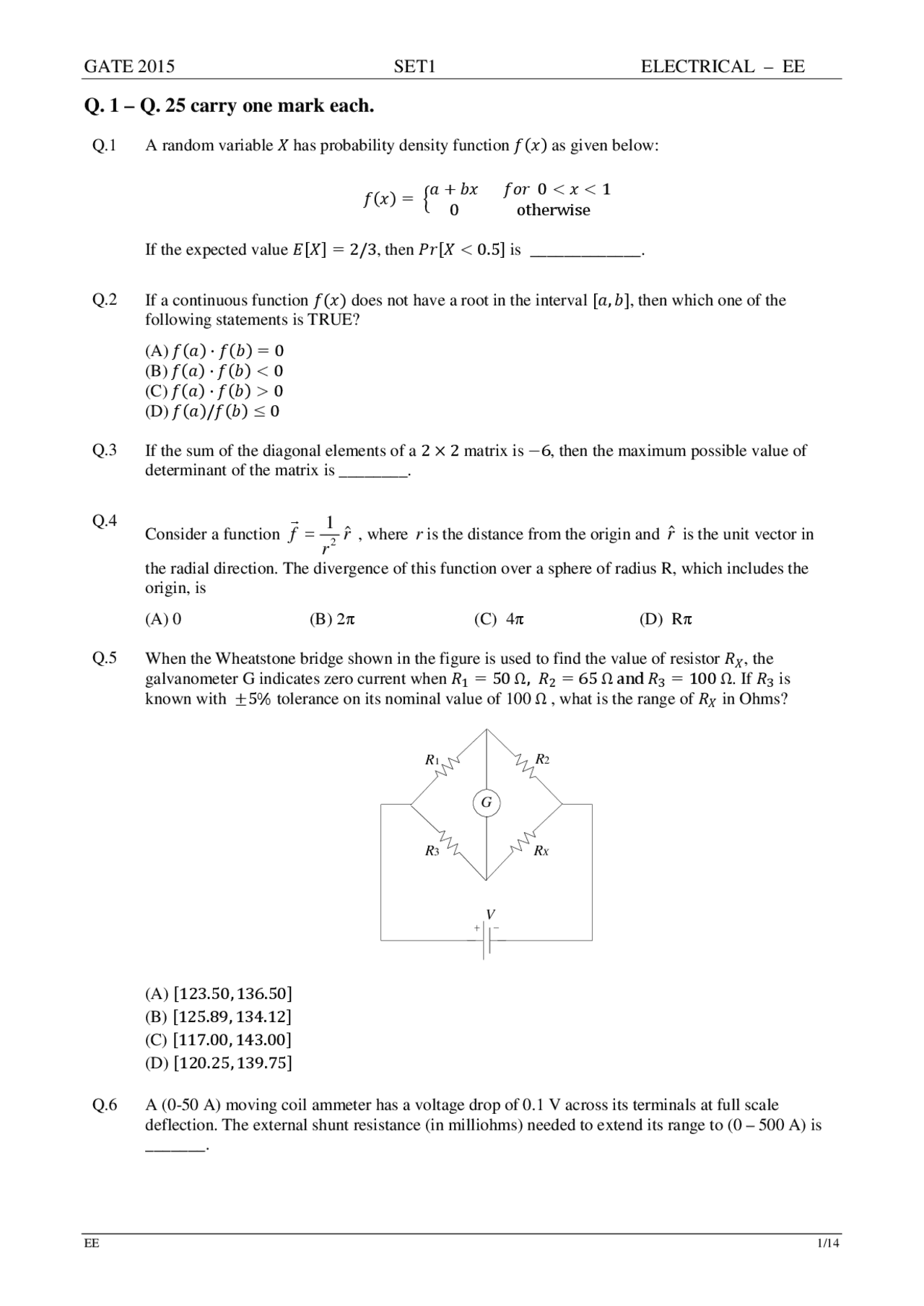 Last year gate question papers of electrical engineering - Docsity