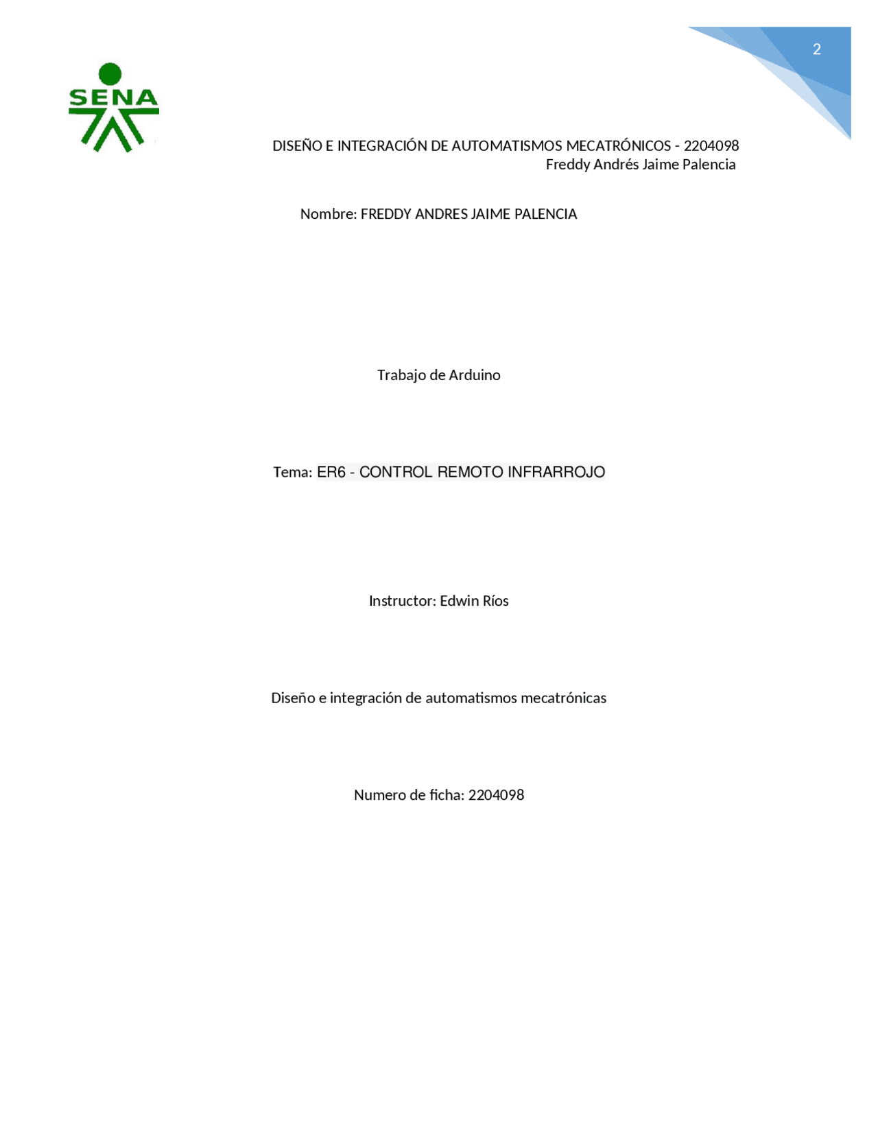 Ejecución de programación con Arduino - Docsity