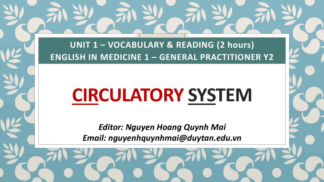 Vocabulary about Circulatory system - Docsity