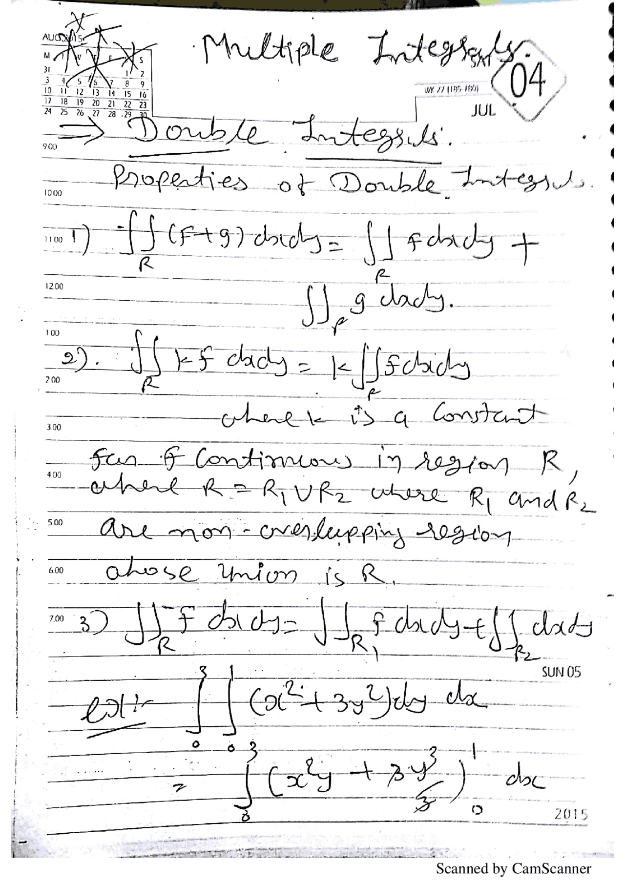Multiple Integral Handwritten Notes | Study notes Mathematics | Docsity