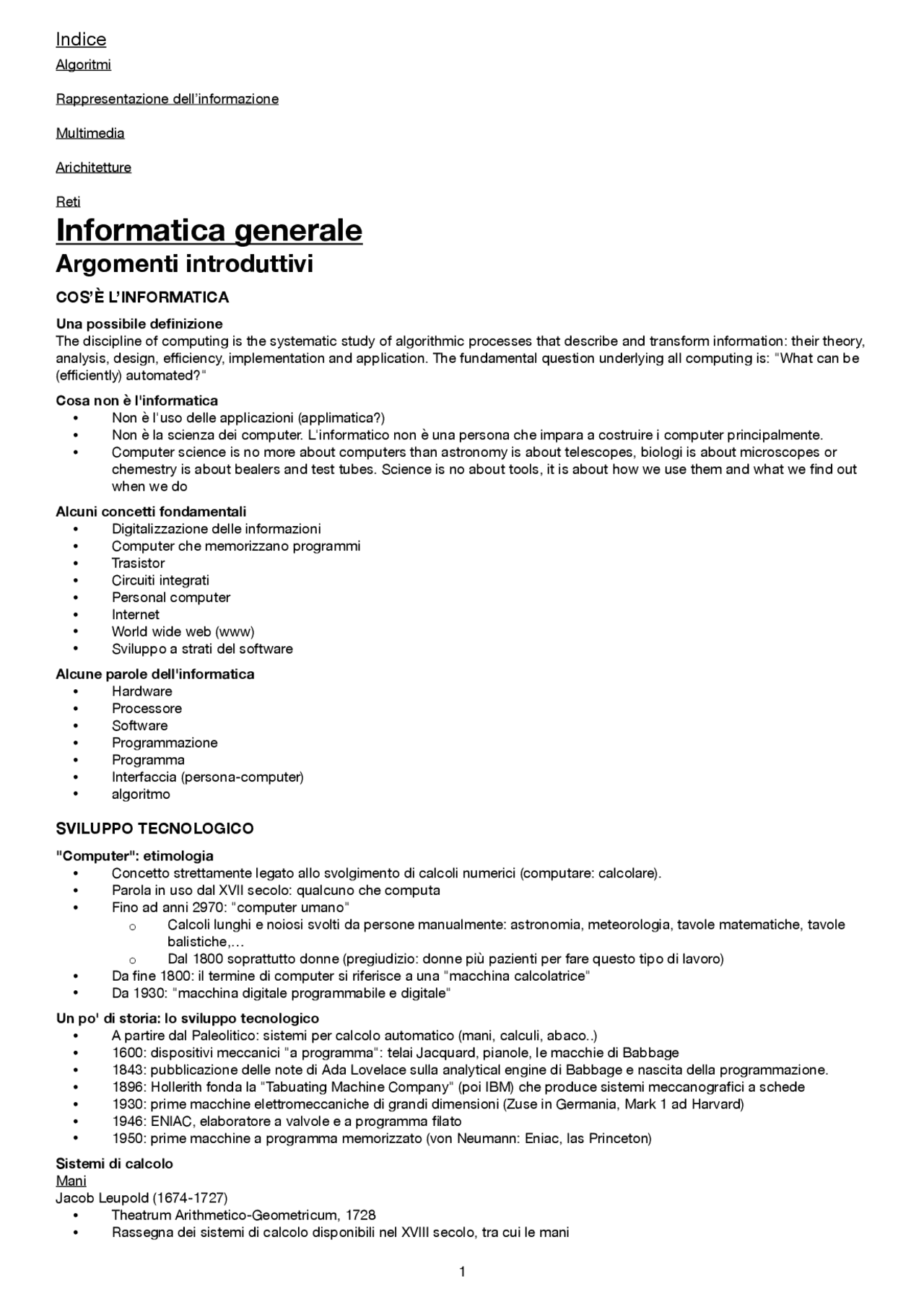 Slide informatica generale avanzini - Docsity