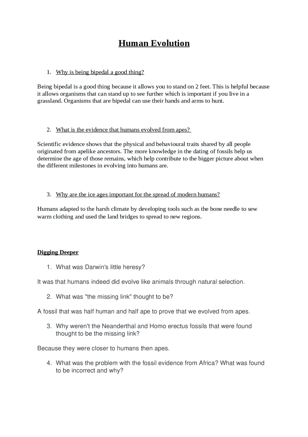 Human Evolution Worksheet Answer Key - Infoupdate.org