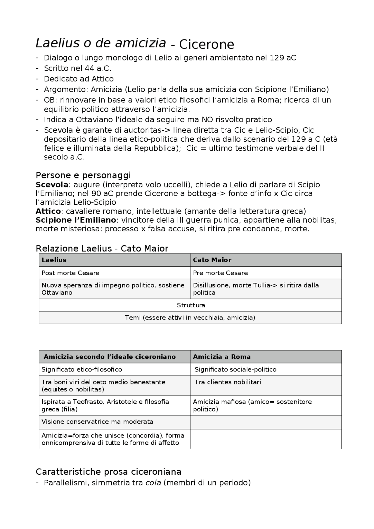 Riassunto Del Laelius Di Cicerone Docsity