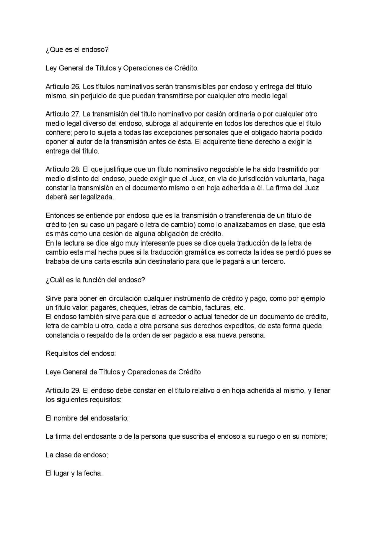 El endoso funciones y tipos de endoso - Docsity