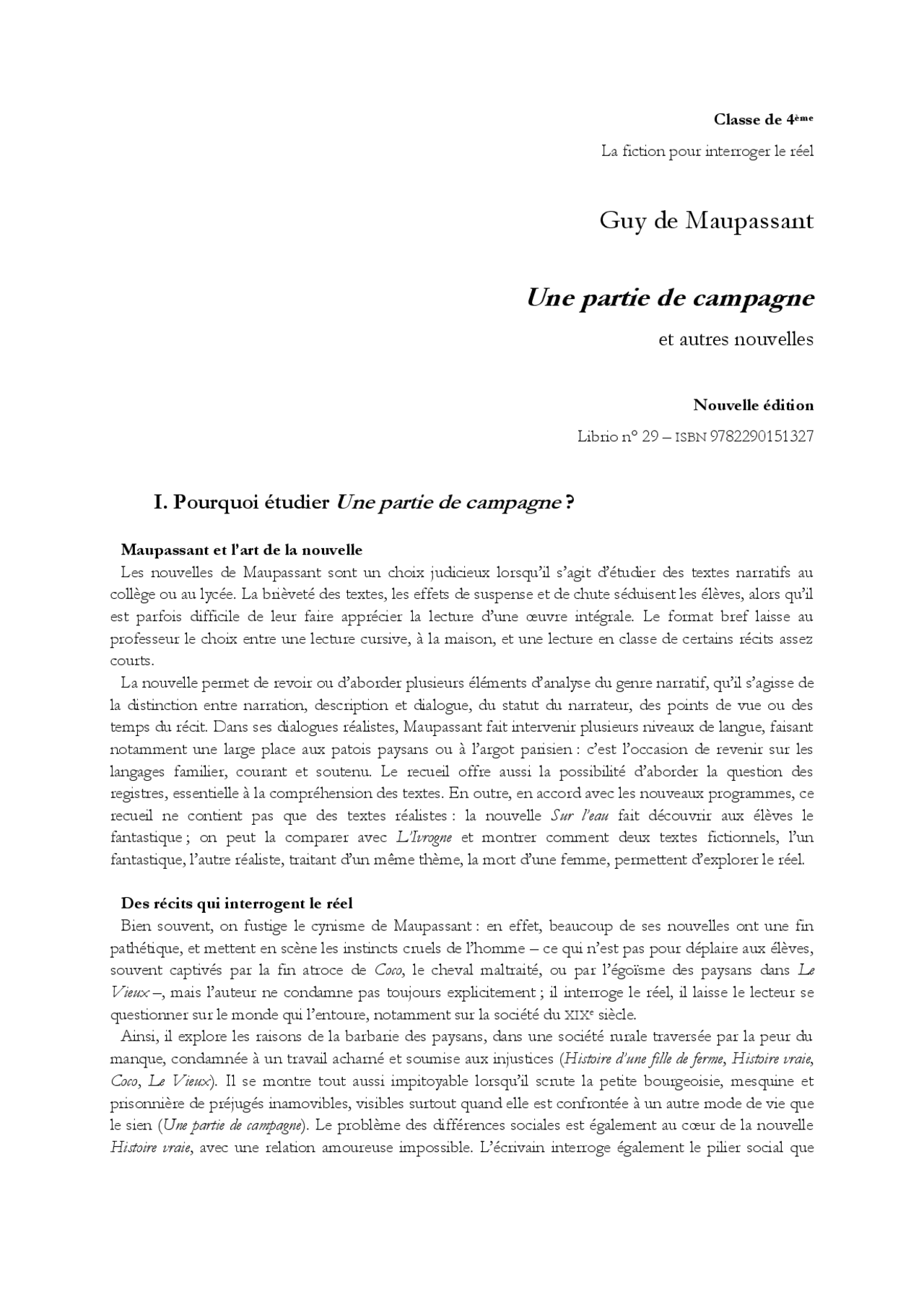 Guy De Maupassant Une Partie De Campagne Docsity
