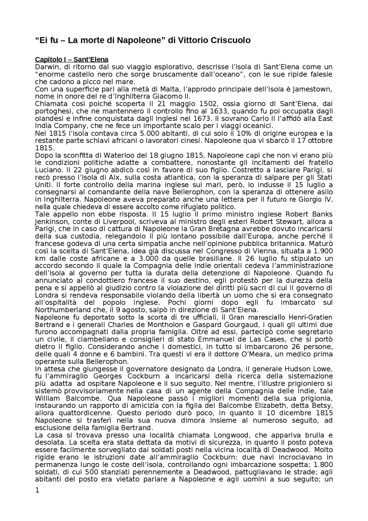 Ei Fu Riassunto Completo Docsity