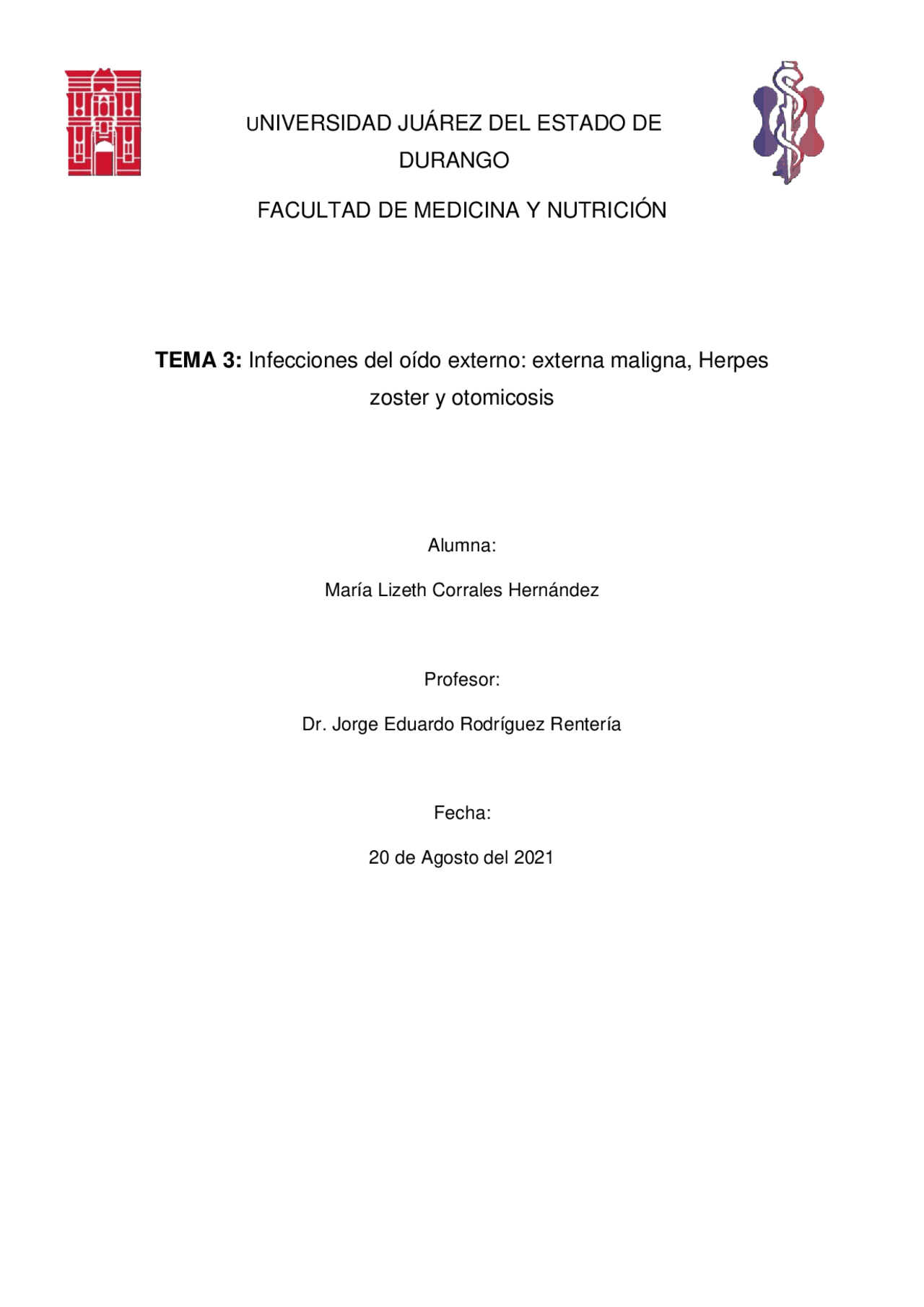 Infecciones Del Oido Externo Apuntes De Otorrinolaringología Docsity