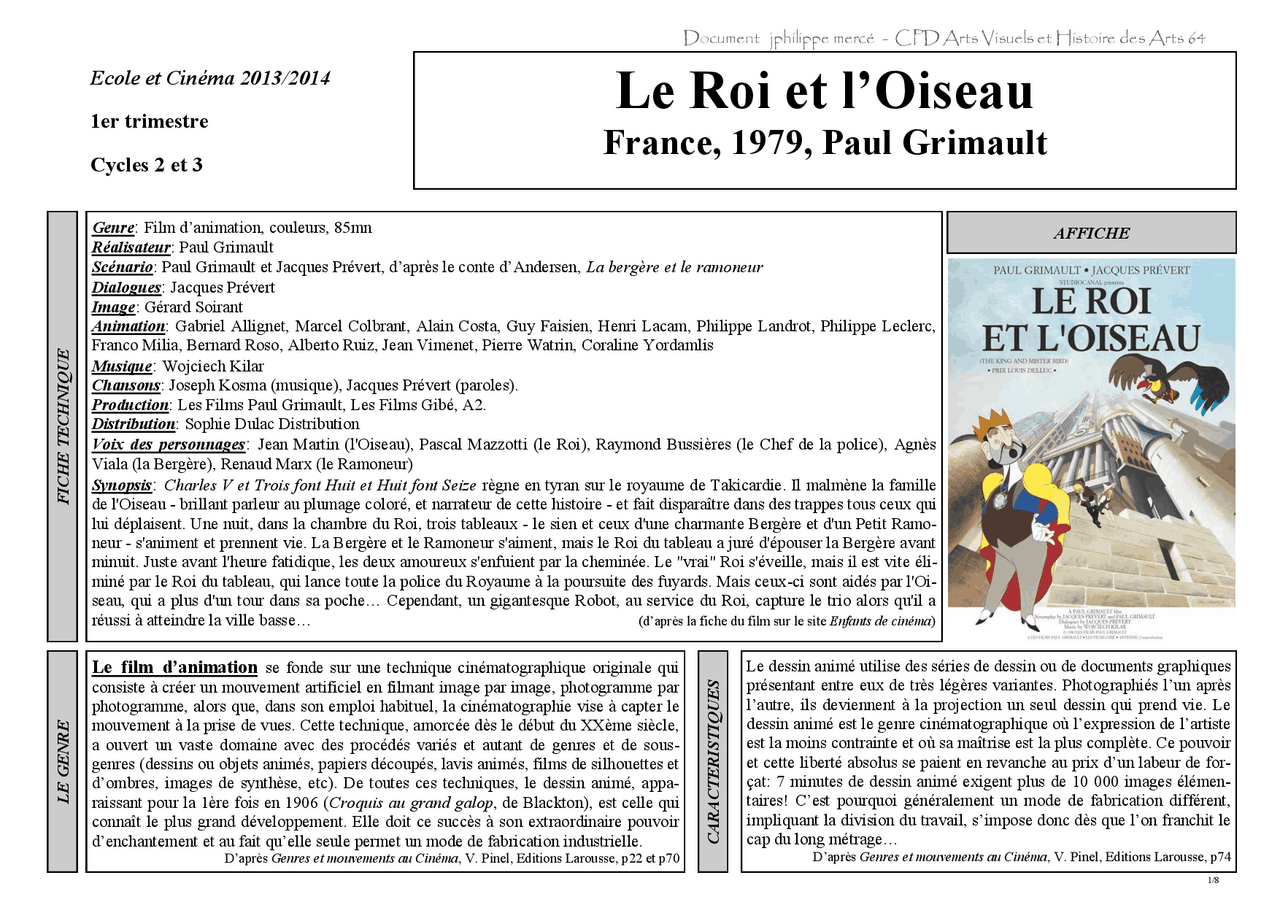 Le Roi et l’Oiseau: analyse du film - Docsity