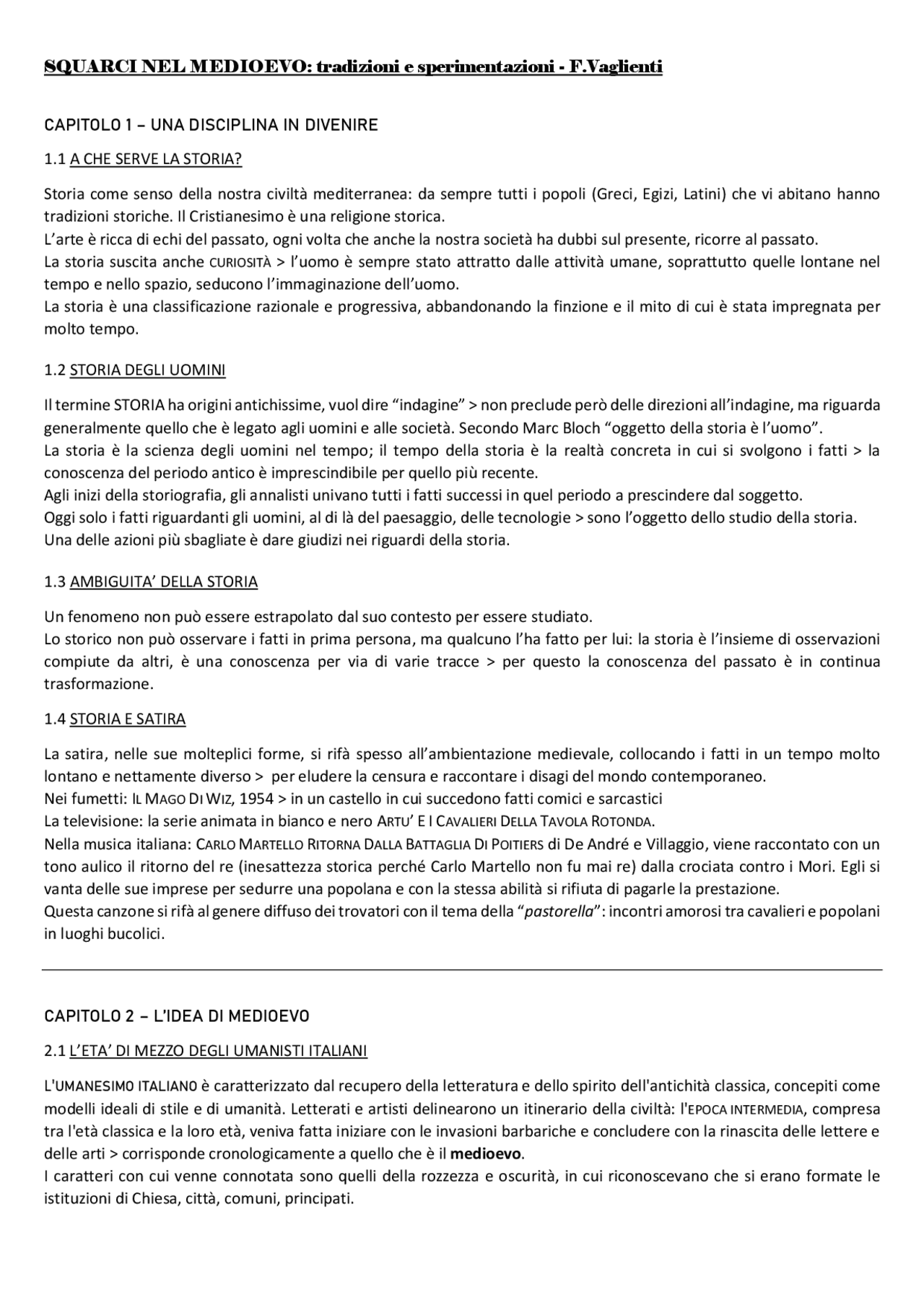 Squarci Nel Medioevo Tradizioni E Sperimentazioni Docsity