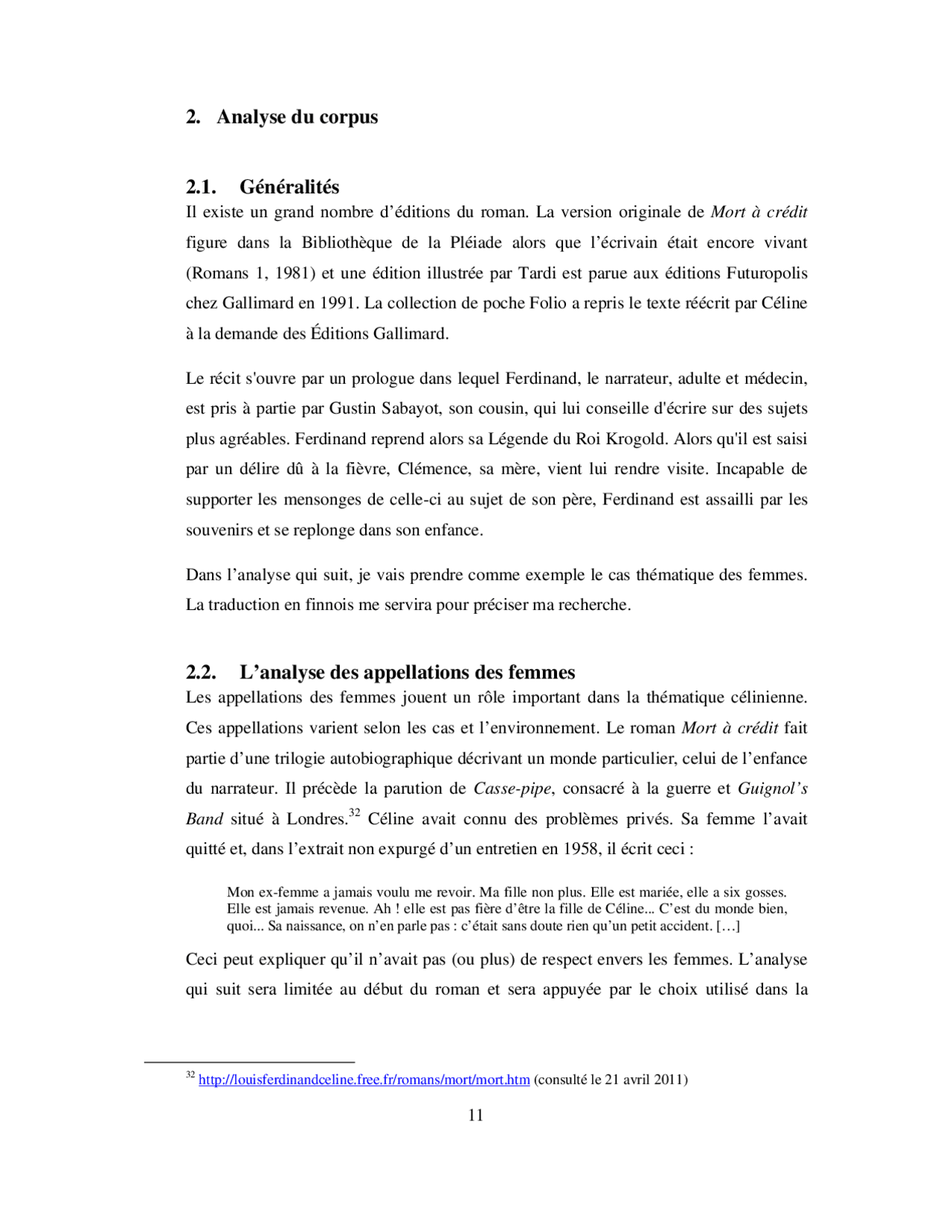 Mort à crédit: analyse du corpus - Docsity