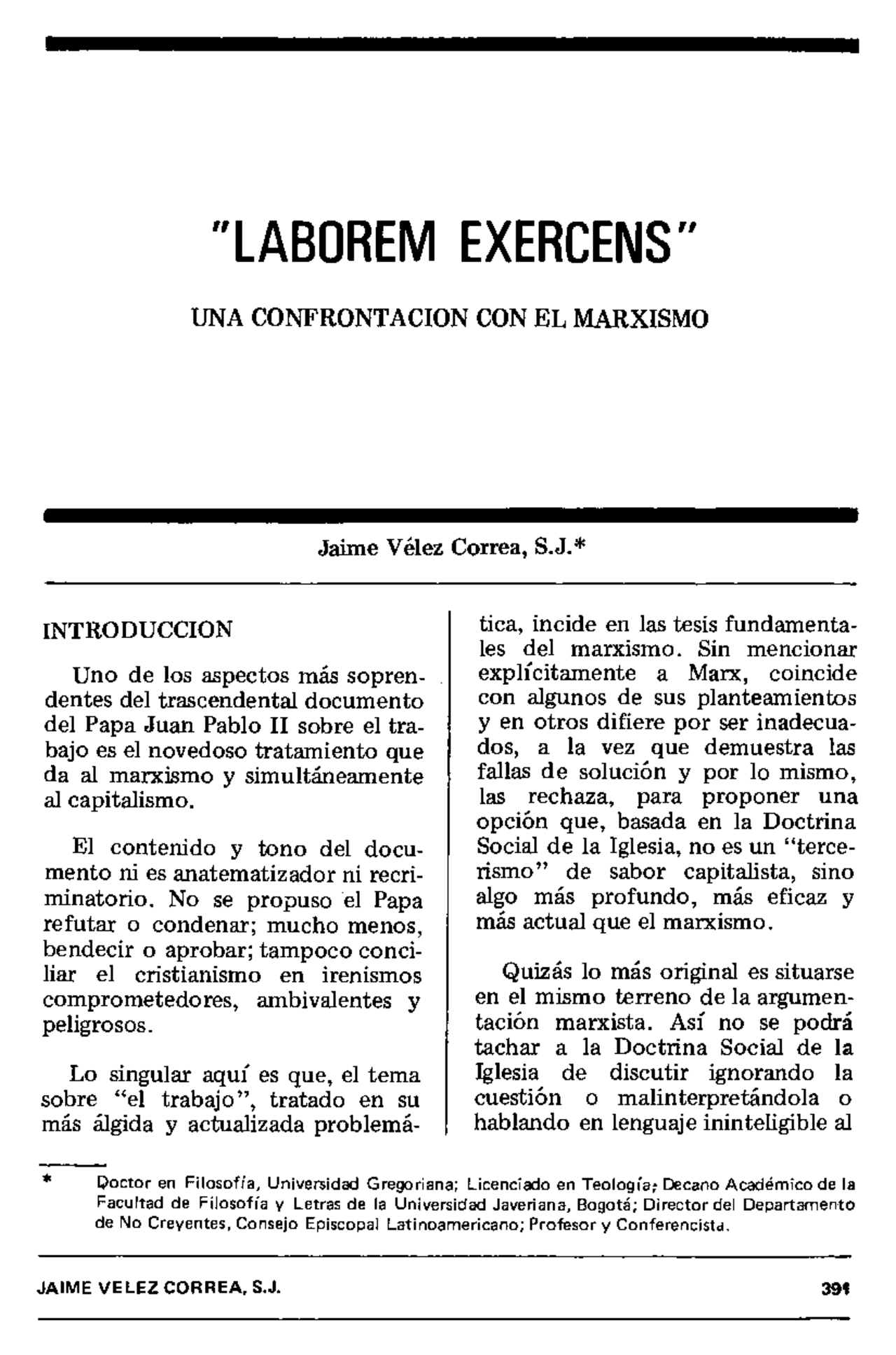 ENCÍCLICA LABOREM EXERCENS - Docsity
