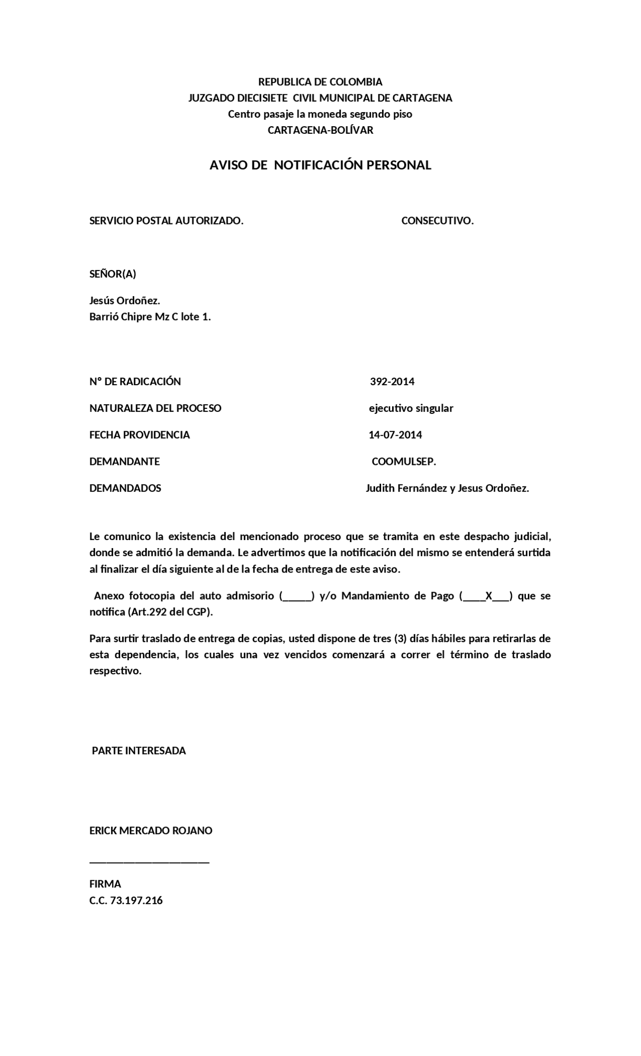 Aviso de notificacion - Docsity