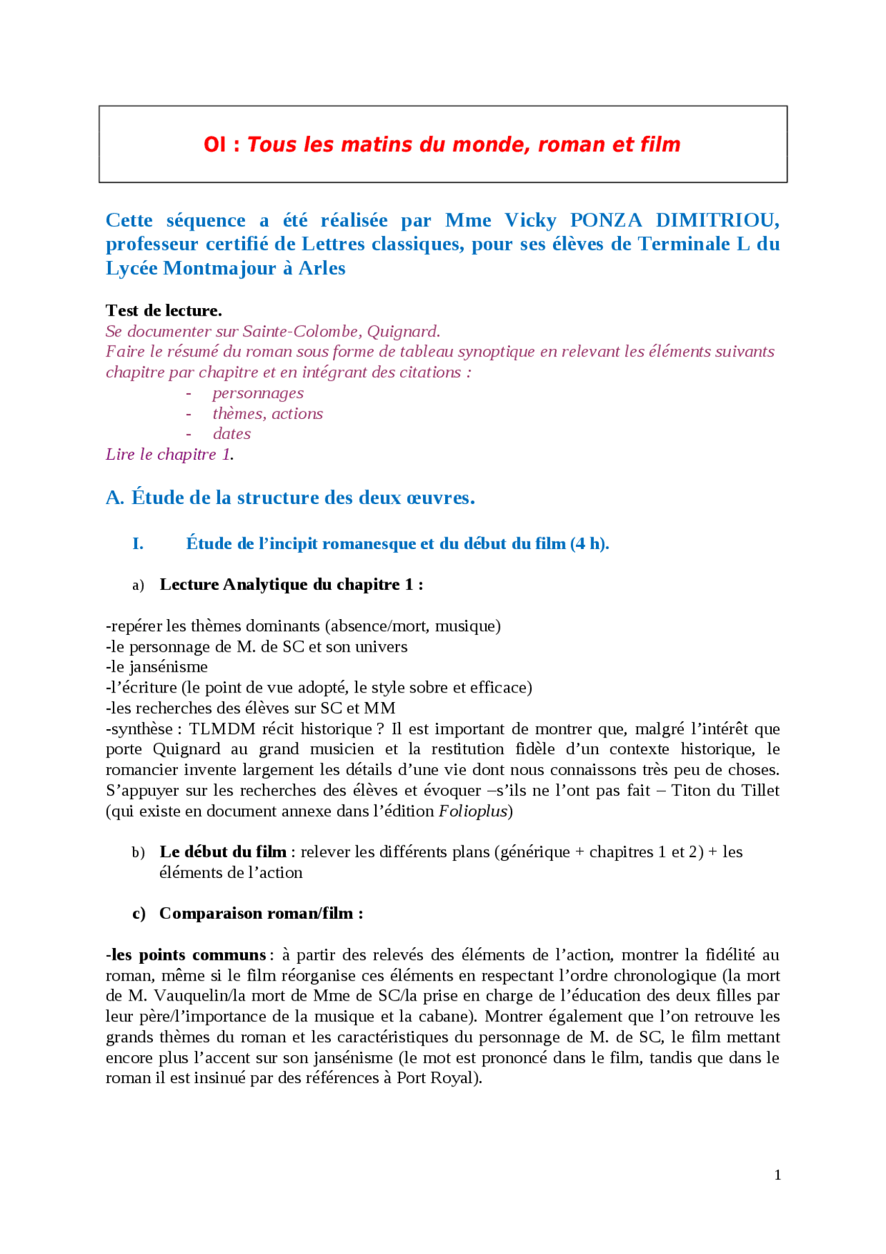 Lecture Analytique Tous Les Matins Du Monde Docsity