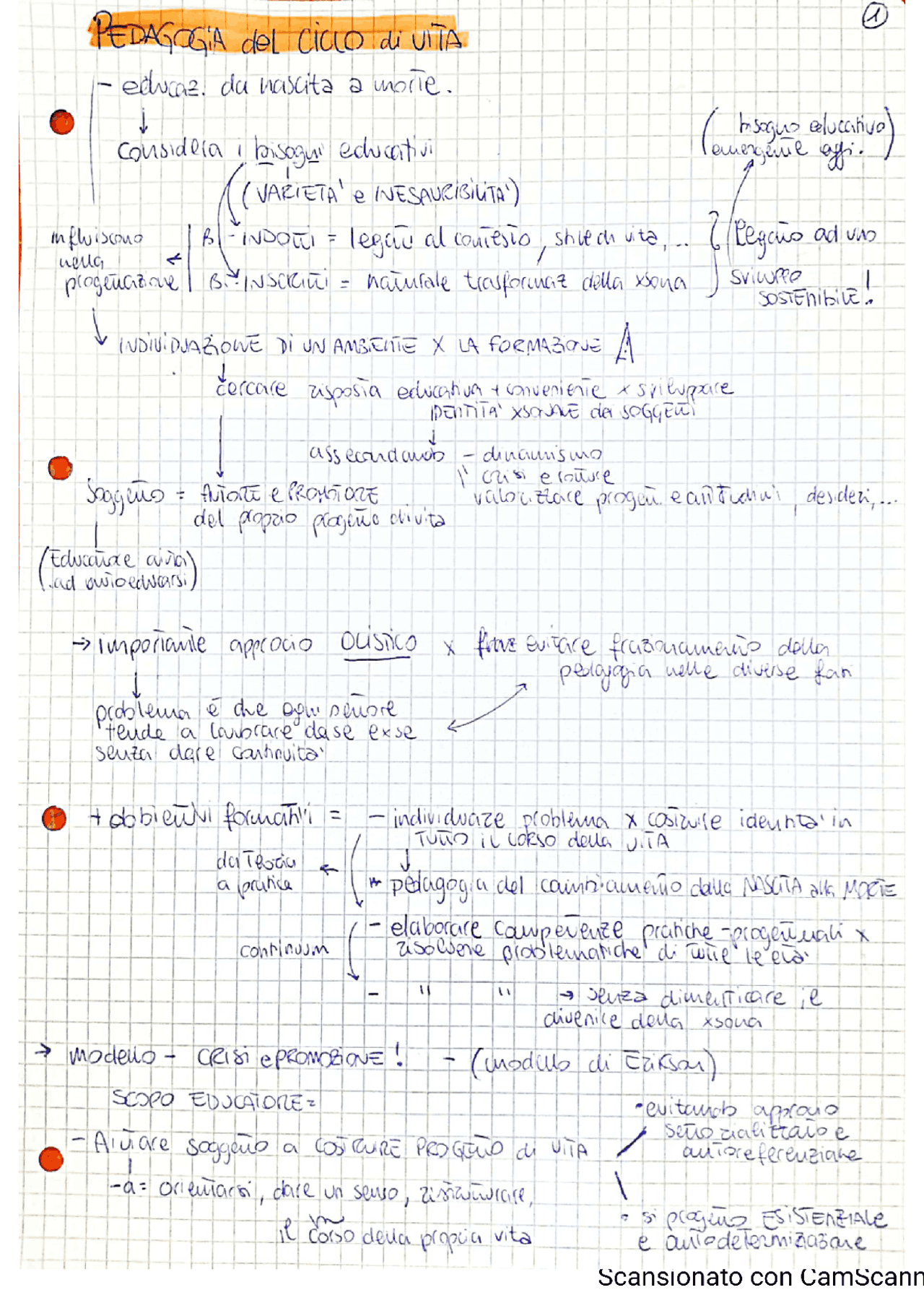 Pedagogia Del Ciclo Di Vita Schemi Docsity