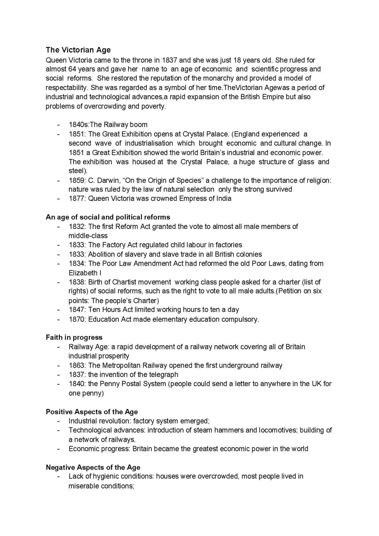 The Victorian Age, The Victorian Compromise - Docsity